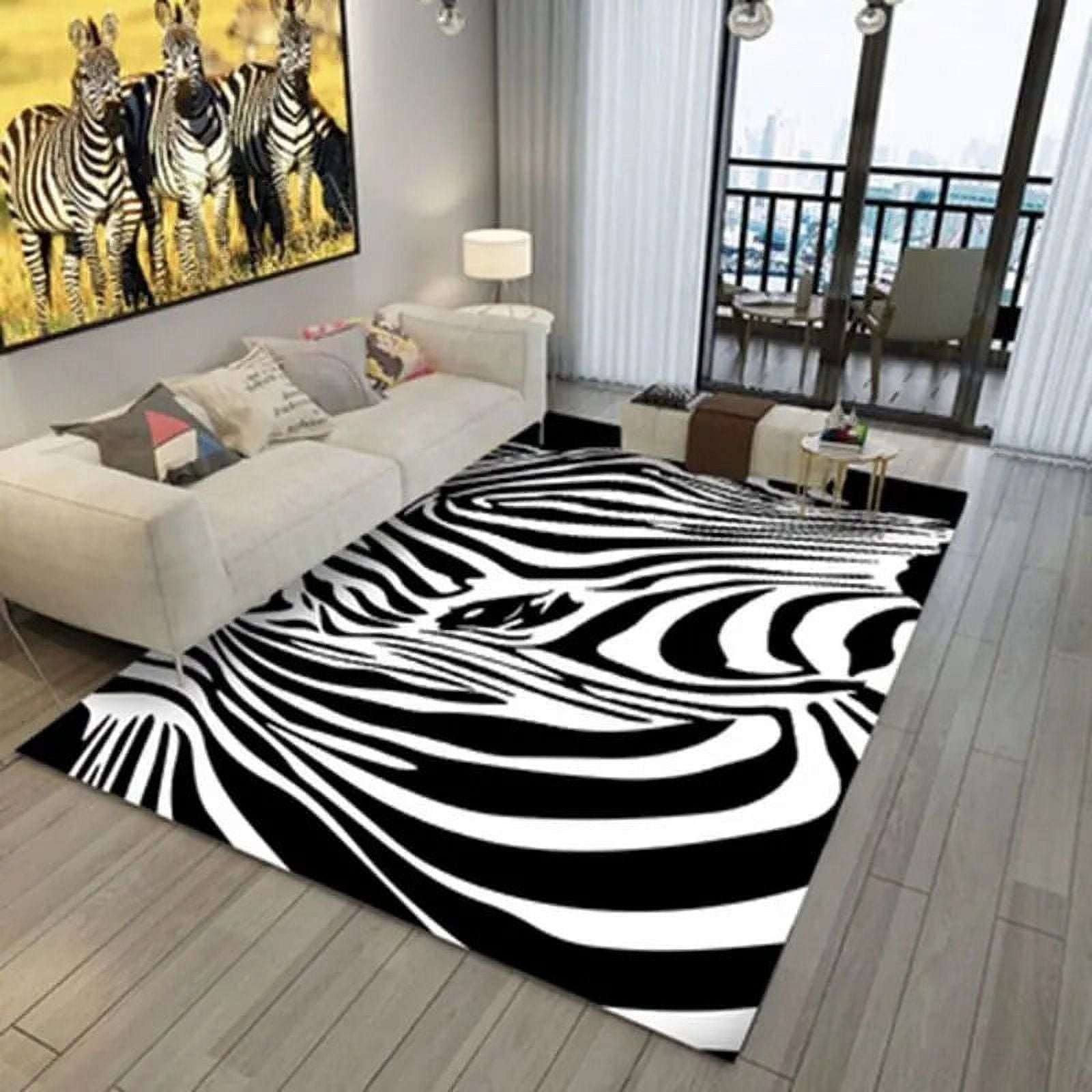 Large Rug Zebra Pattern Carpet Living Room Bedroom Soft Carpet s Anti ...