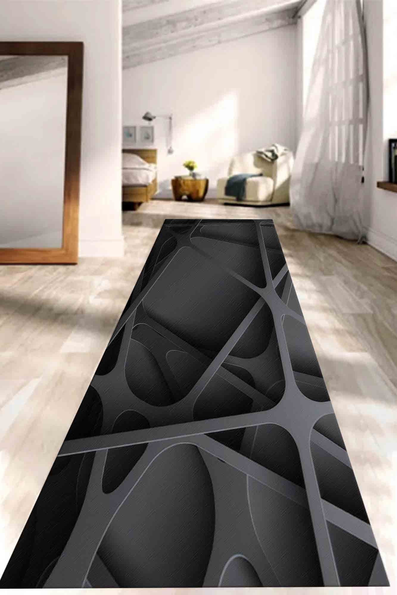 Large Rugs, Black Rug, Living Room Rugs, Metallic Effect Rug, Anti-Slip ...