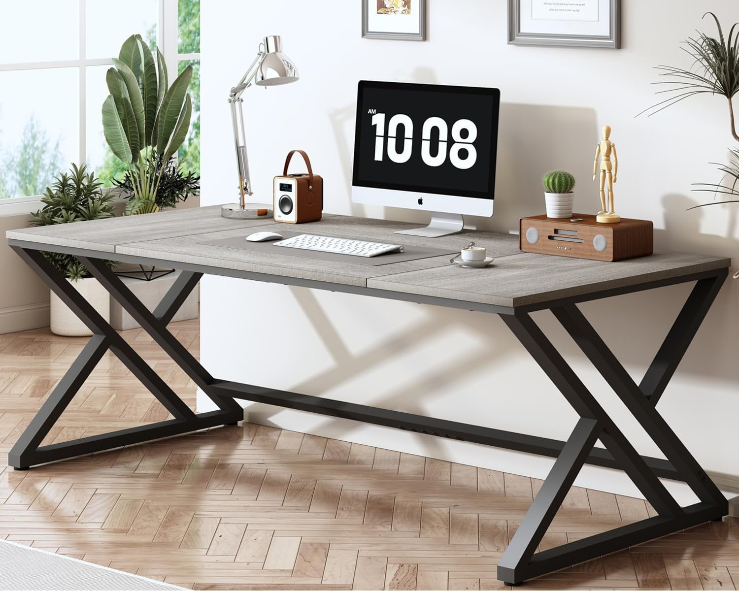 Large Rustic Computer Desk Industrial Extra Long Office Desk Modern Pc ...