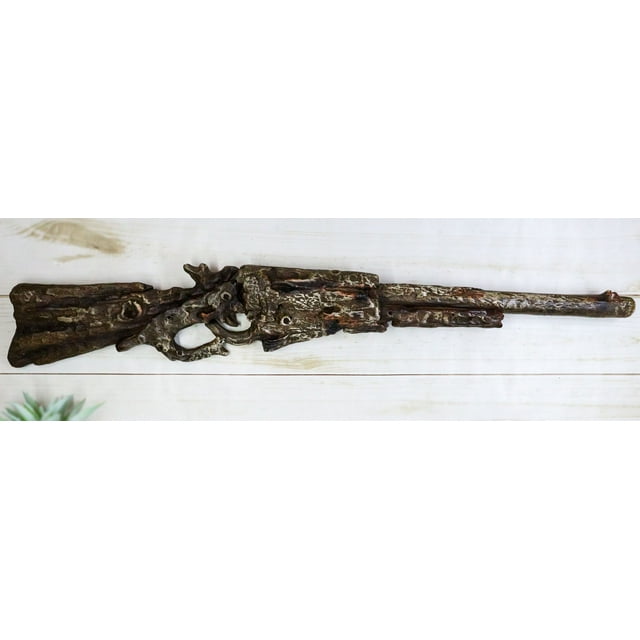 Large Rustic Wild West Western Faux Distressed Wood Rifle Gun Wall ...