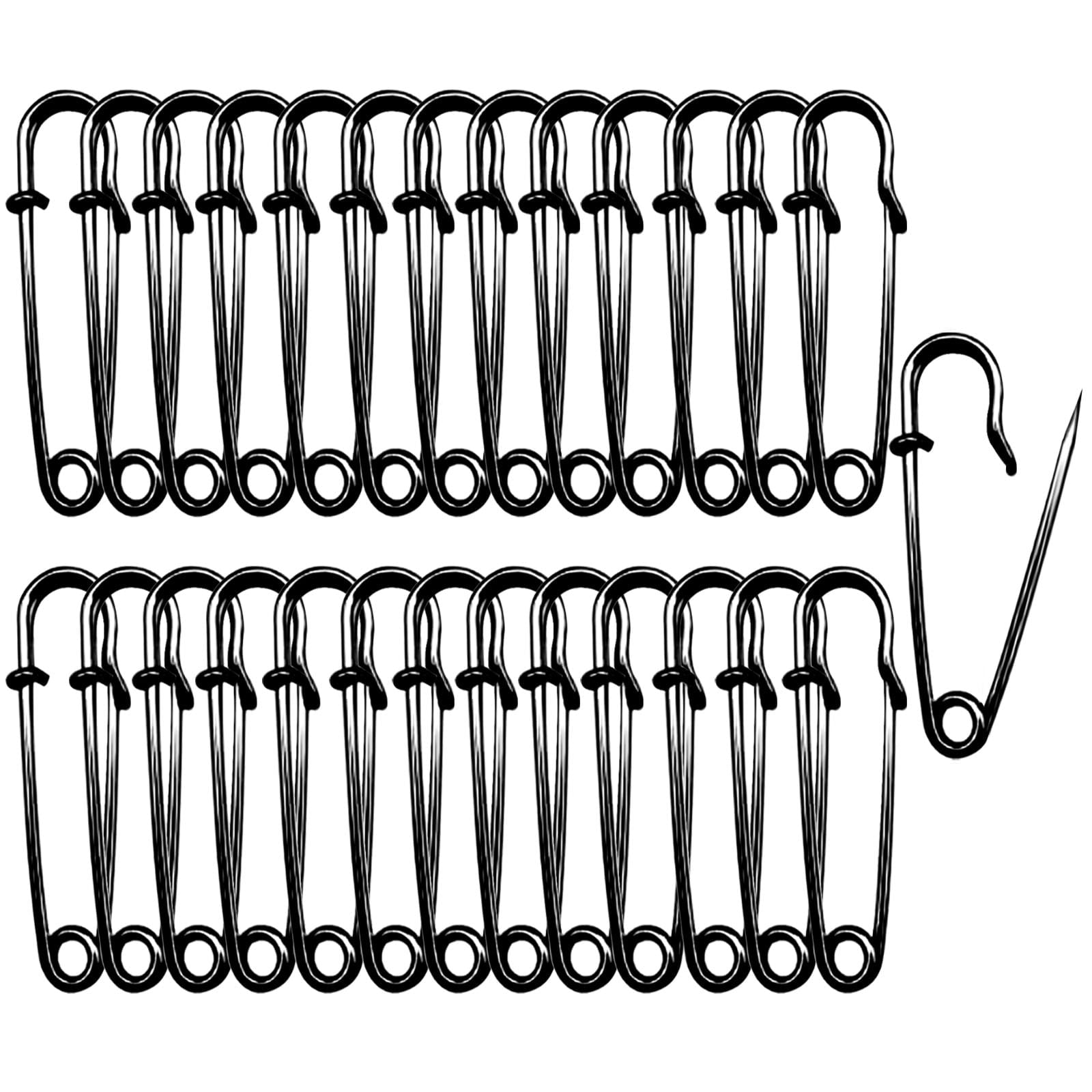 Large Safety Pins,24Pcs 2.5"Heavy Duty Steel Safety Pins for Clothes ...