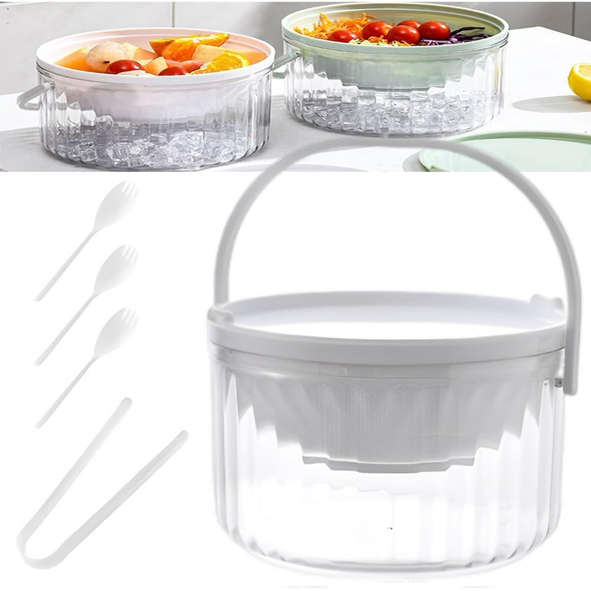 Large Salad Bowl with Ice Chiller, Dip Chiller Bowl, Iced Salad B-owl ...