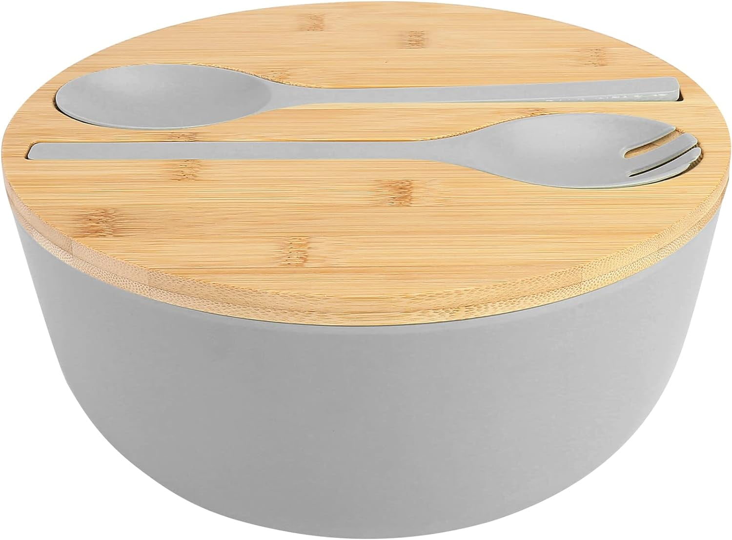 Large Salad Bowl with Lid, Bamboo Fiber Salad Serving Bowl Set with ...
