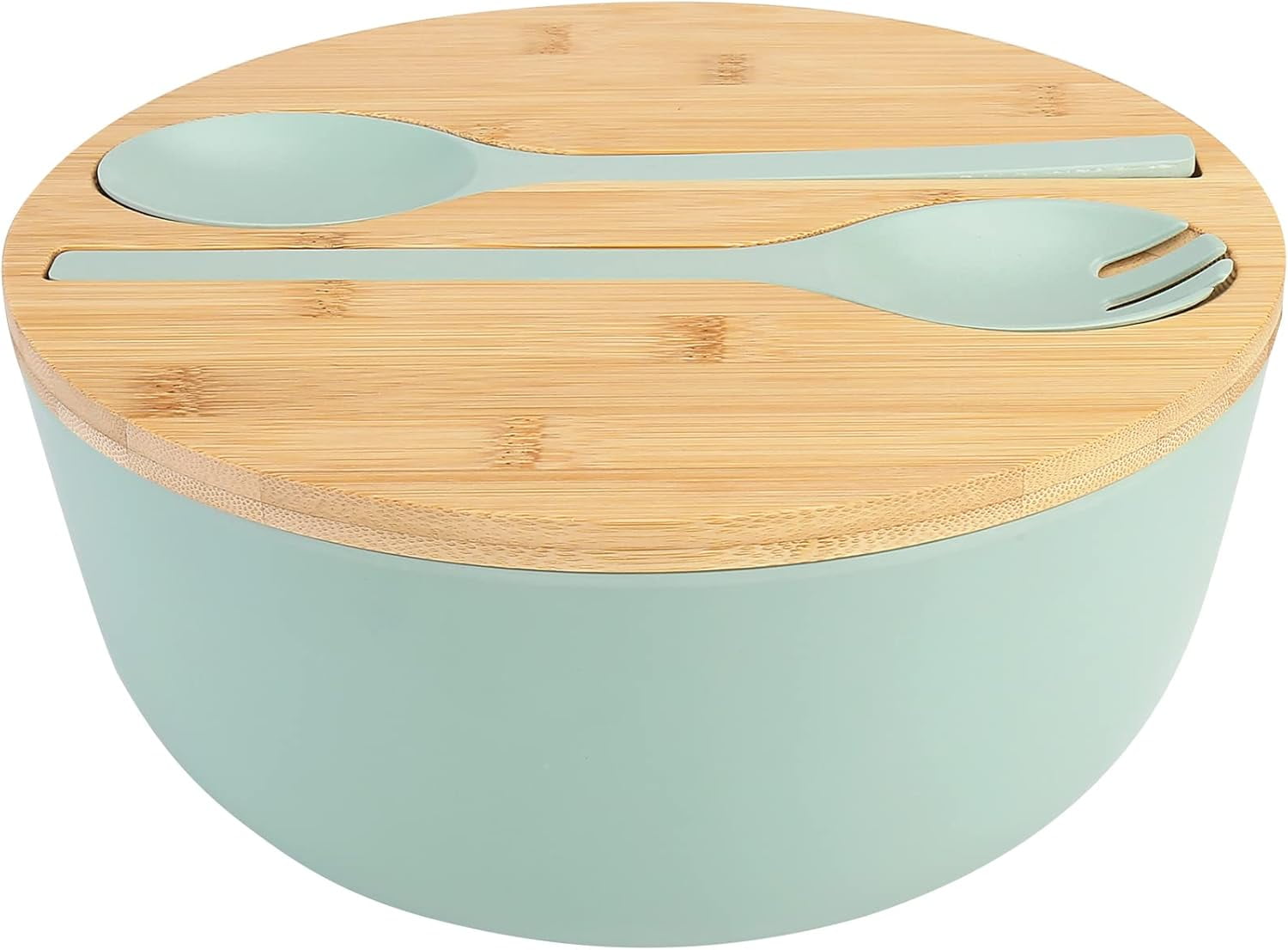Large Salad Bowl with Lid, Salad Serving Bowl Set with Utensils, 9 ...