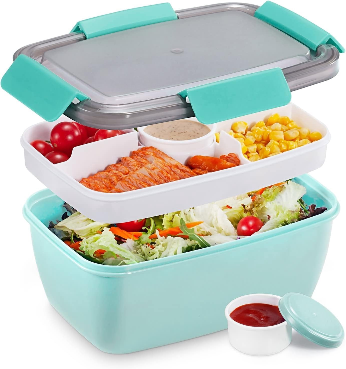 Large Salad Container Bowl for Lunch - Adult Bento Lunch Box 68 oz, 5 ...