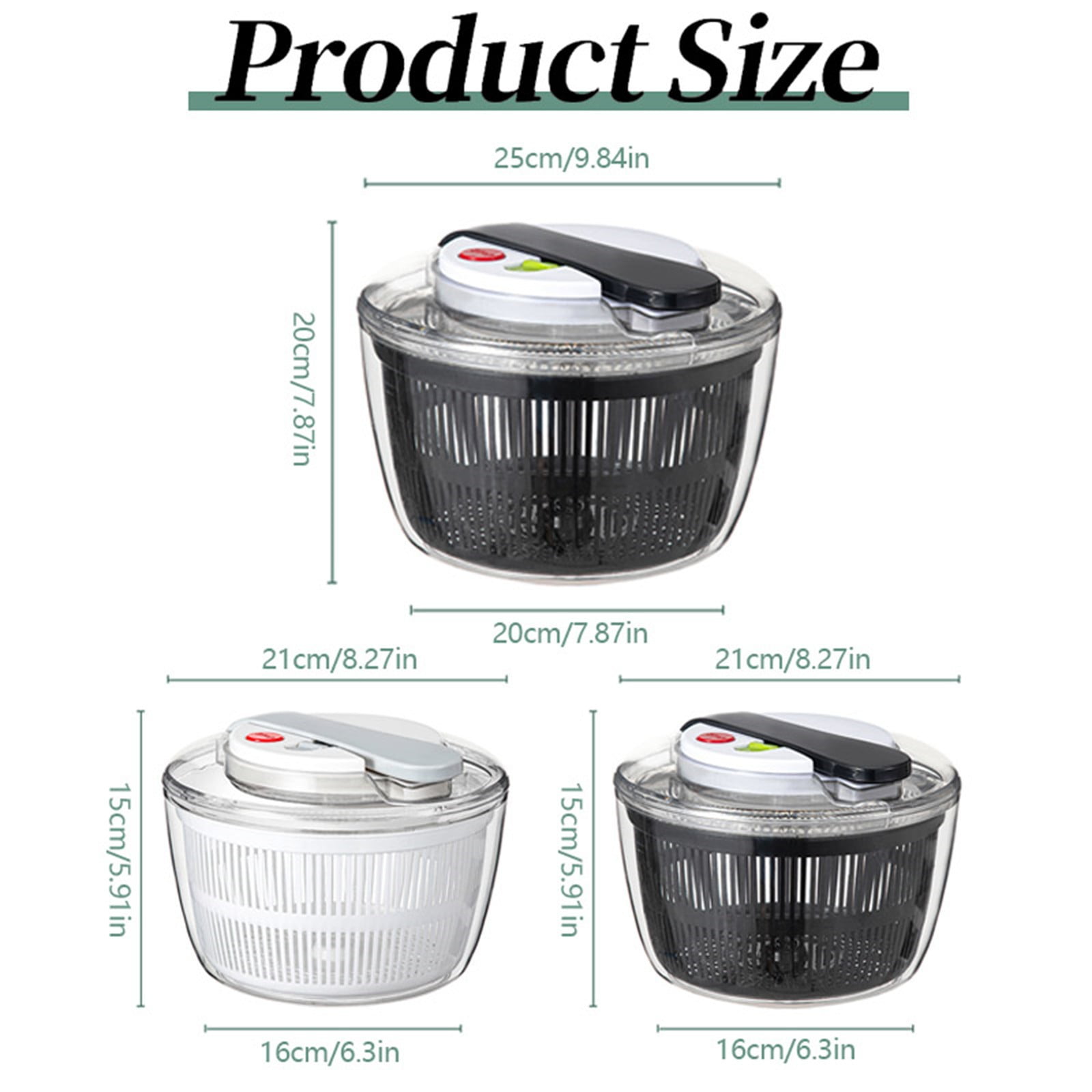 Large Salad Spinner with Drain, Bowl, and Colander - Quick and Easy ...