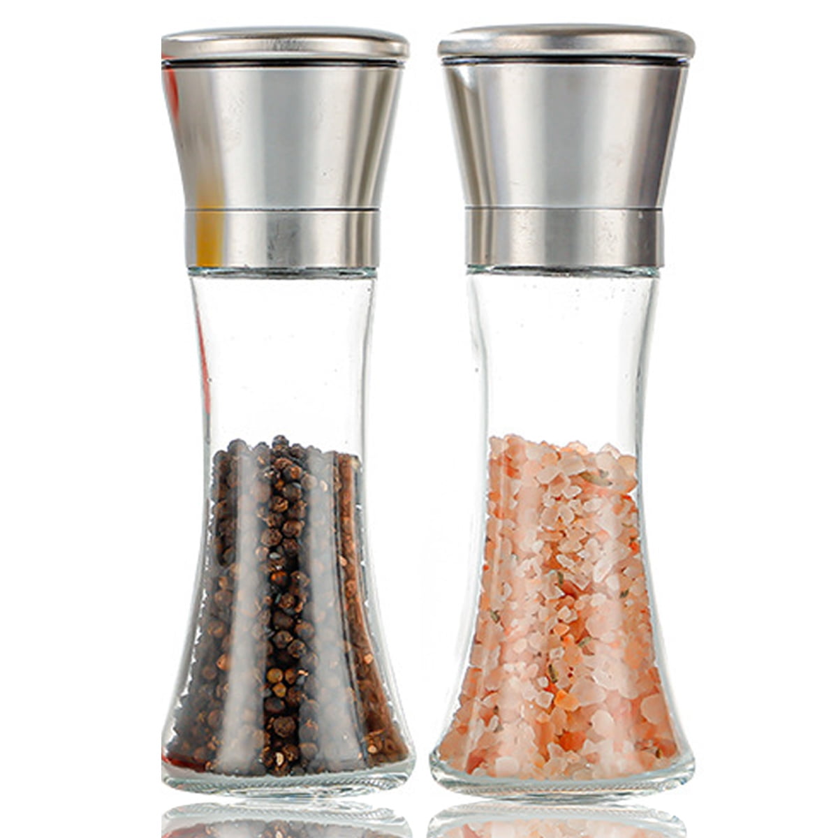 Large Salt and Pepper Grinder Set, Adjustable Sea Salt Grinder & Pepper Grinder, Stainless Steel ...