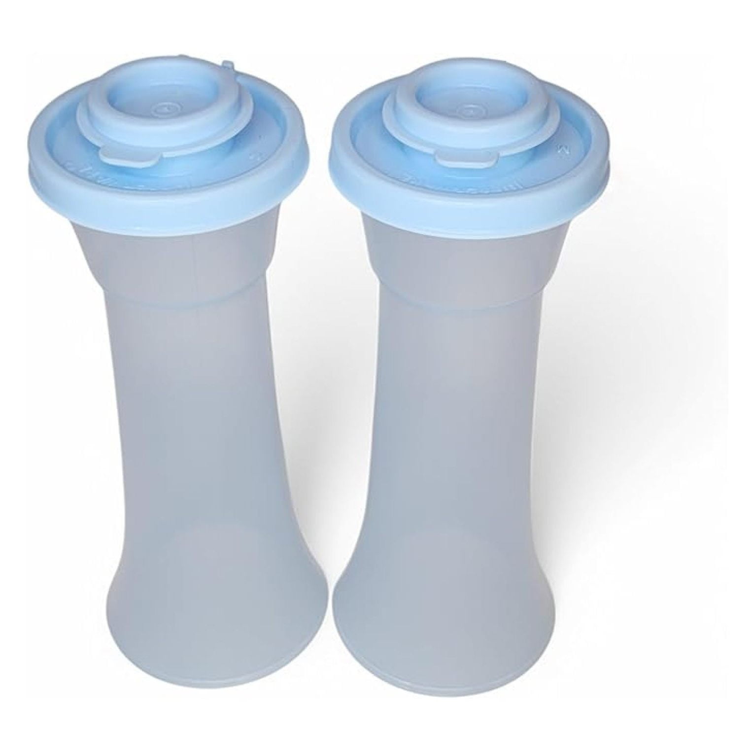 Tupperware Large Salt and Pepper Shaker Set Sheer with Ice Blue Seals ...