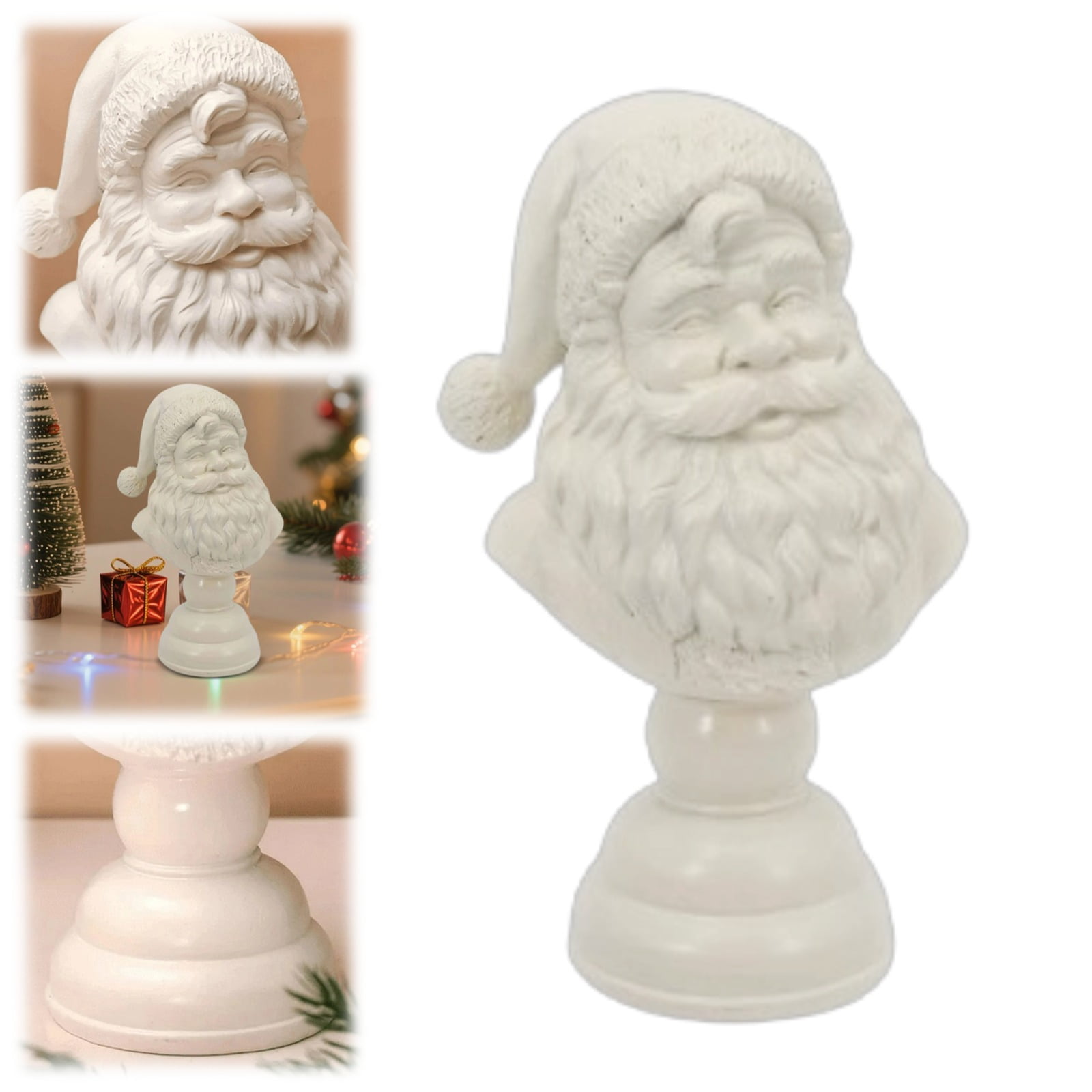 Large Santa Bust Christmas Decoration, 5.9" Realistic Resin Santa Claus ...