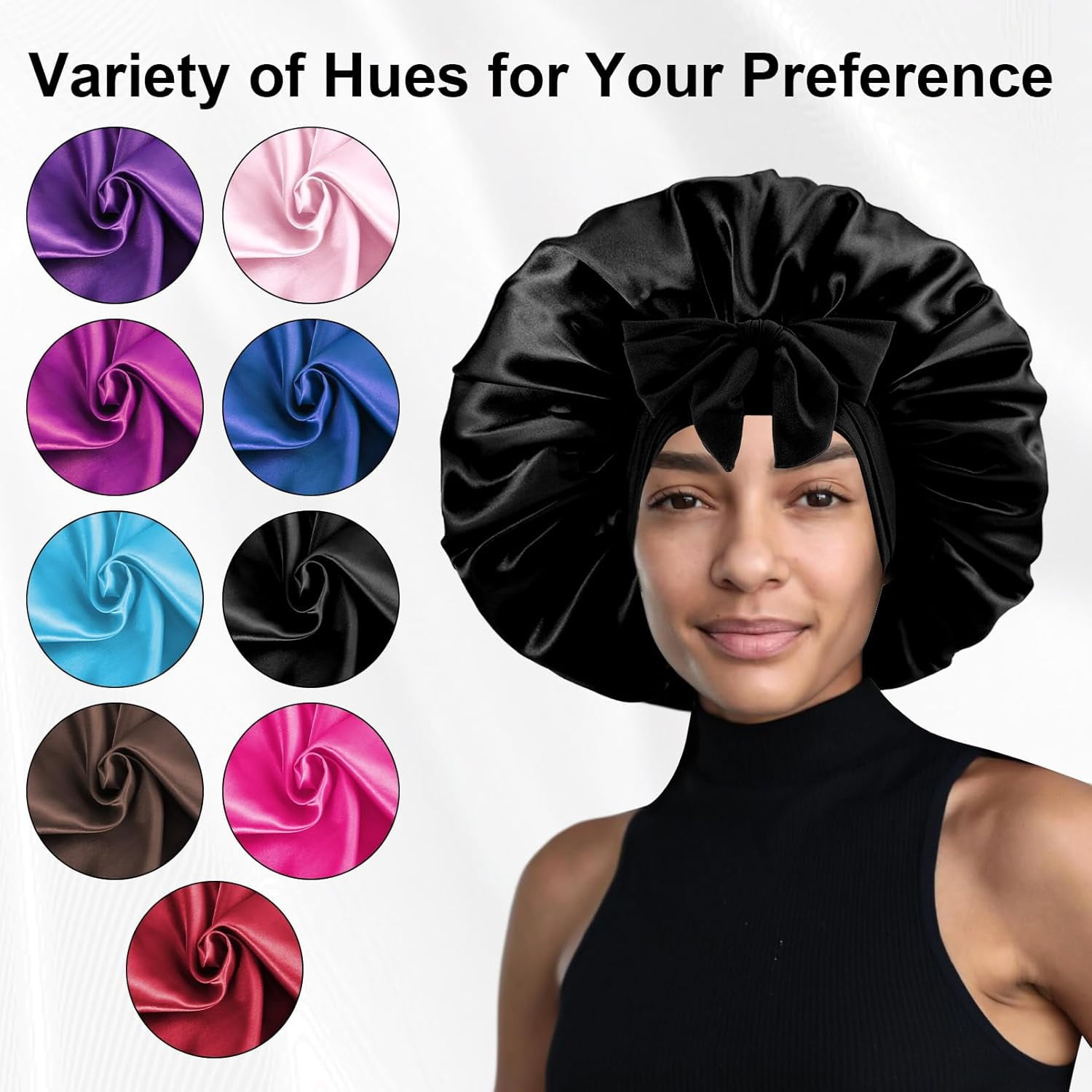 Large Satin Bonnet,Silk Bonnet for Sleeping,Women Hair Bonnet with Tie ...