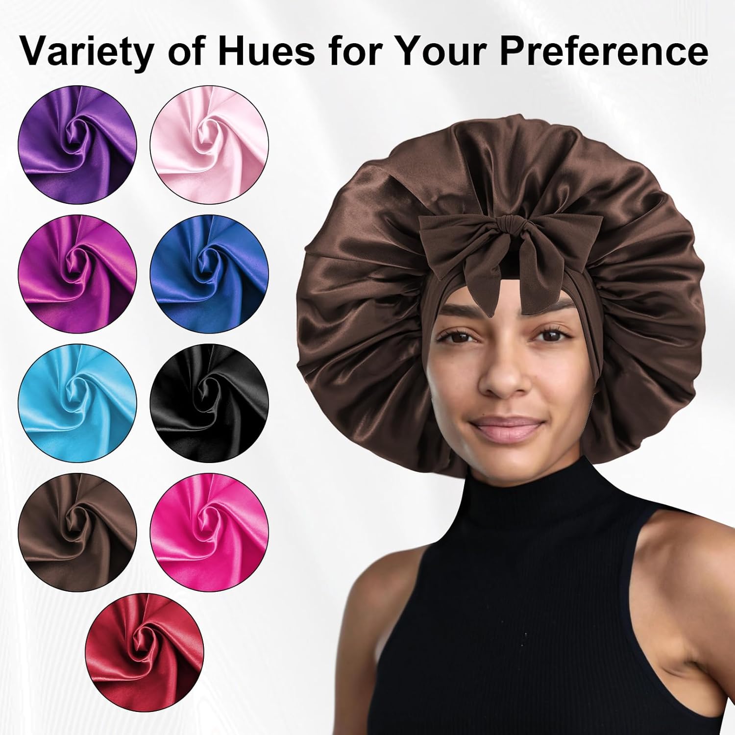 Large Satin Bonnet,Silk Bonnet for Sleeping,Women Hair Bonnet with Tie ...