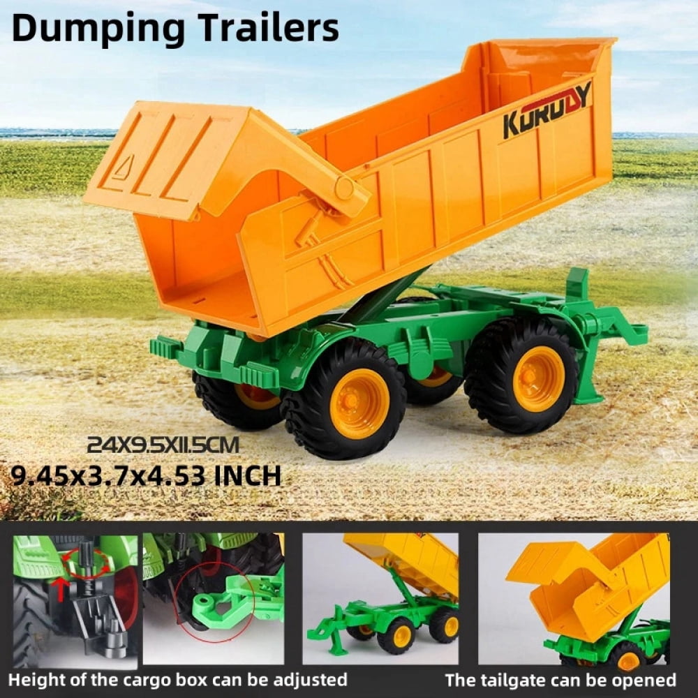 Large Scale Tractor toys DIY Farmer Car Playset Toy Transport Trailer ...