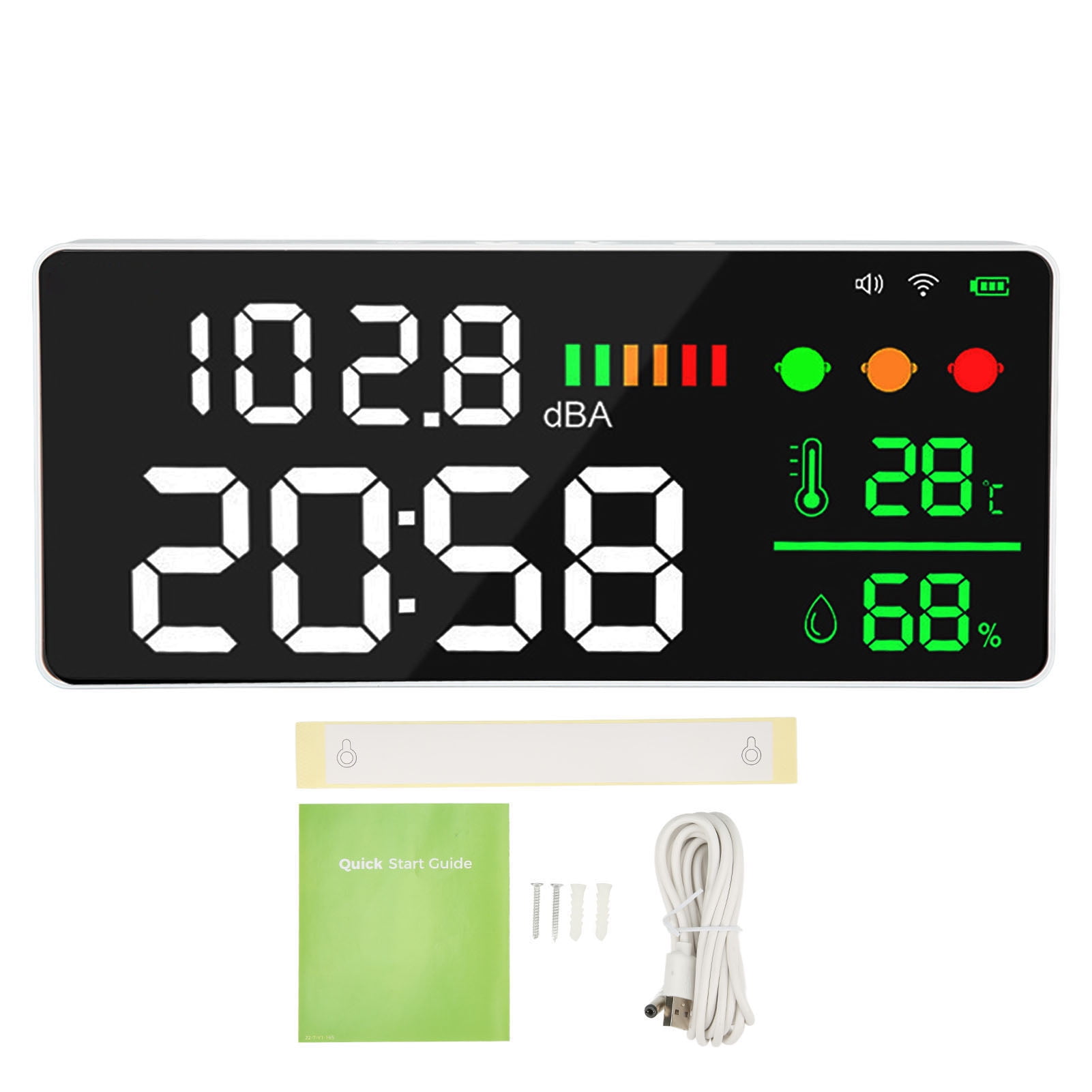 Large Screen Decibel Meter with LED Display and Temperature Sensor ...