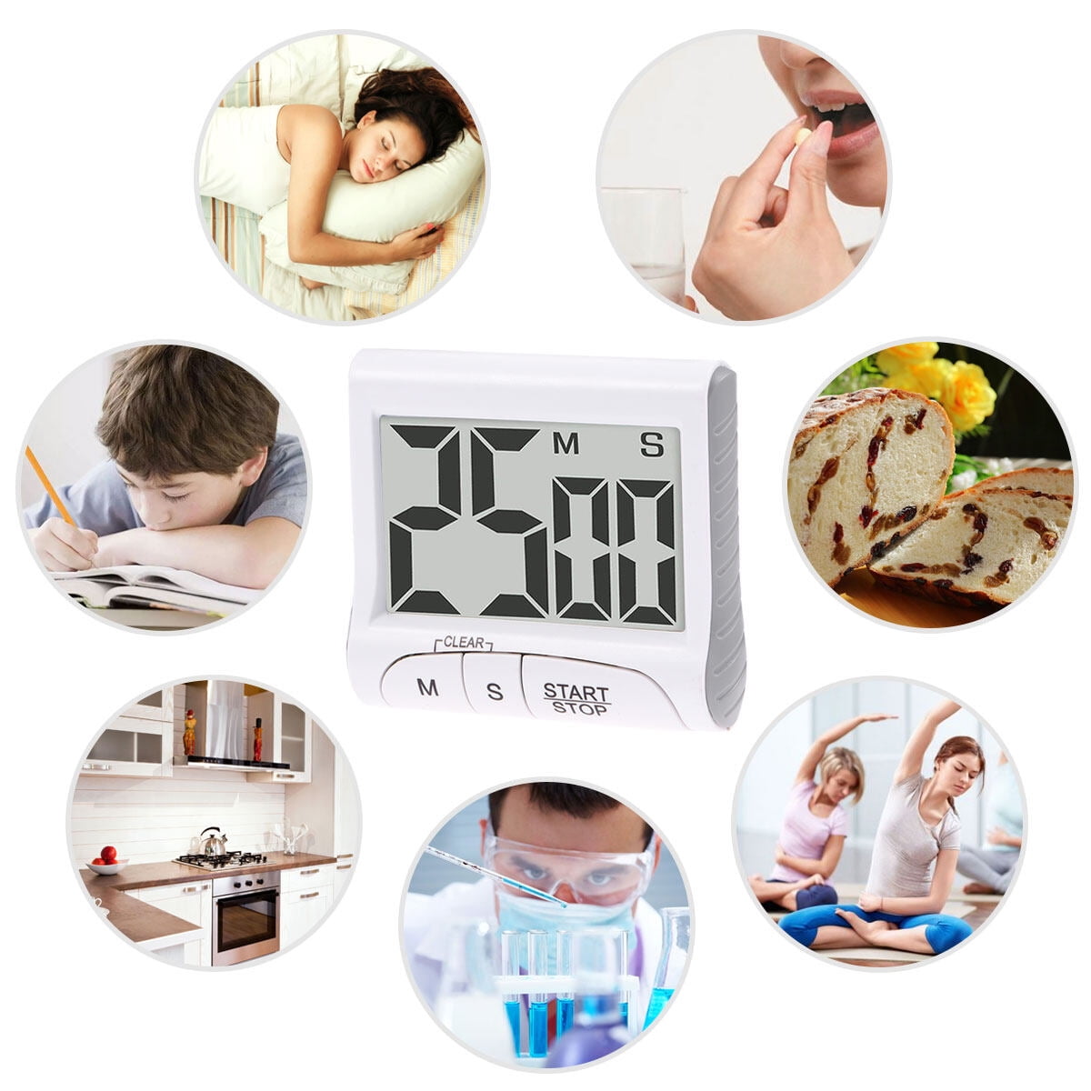 Large Screen Digital Kitchen Cooking Timer Count Down Up Clock Loud ...
