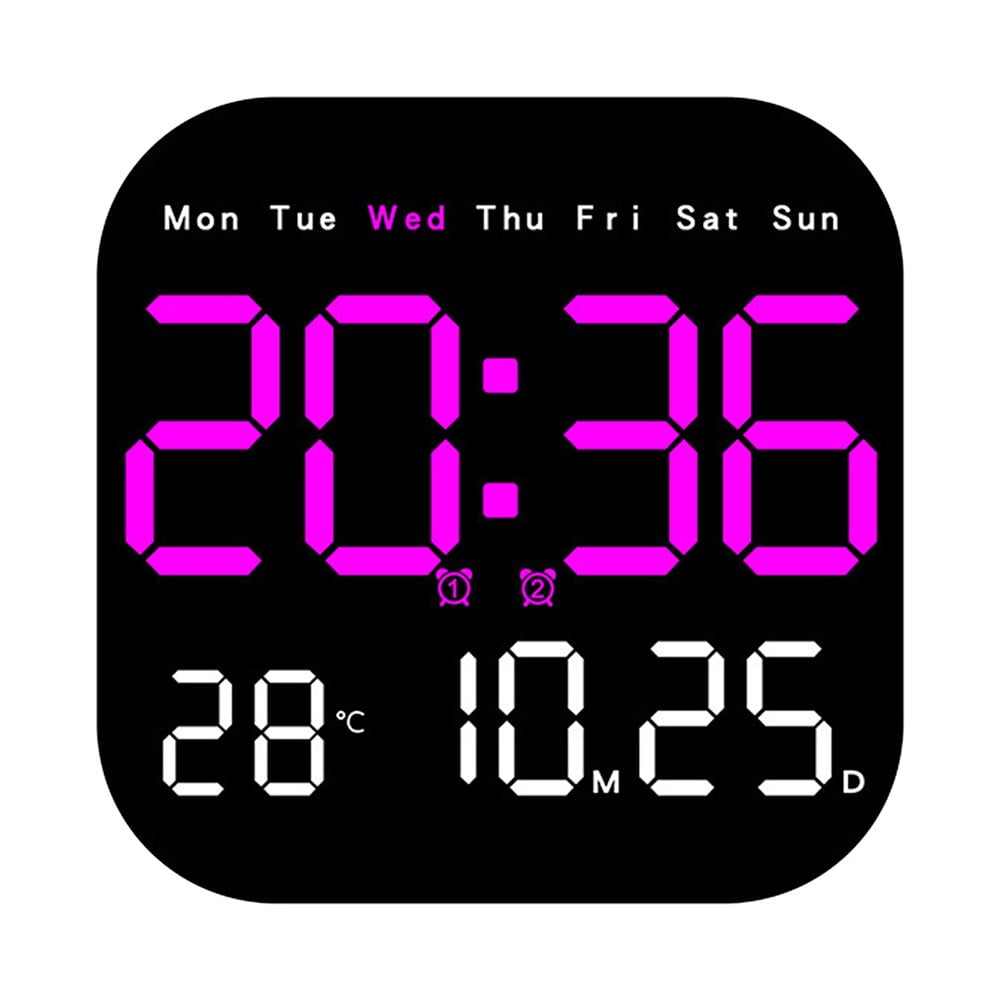 Large Screen Led Digital Wall Clock Humidity Dual Alarm Smart ...