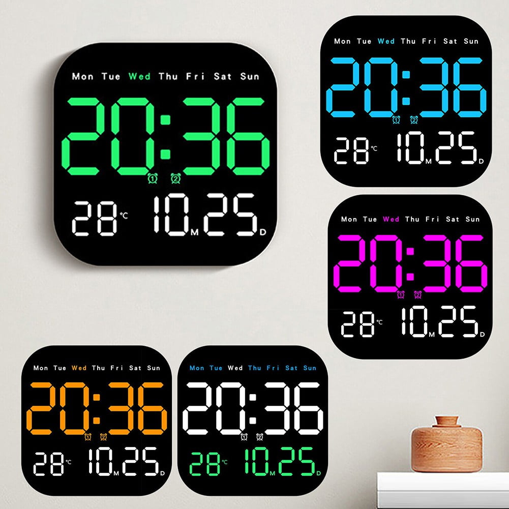 Large Screen LED Digital Wall Clock Humidity Dual Alarm Smart ...