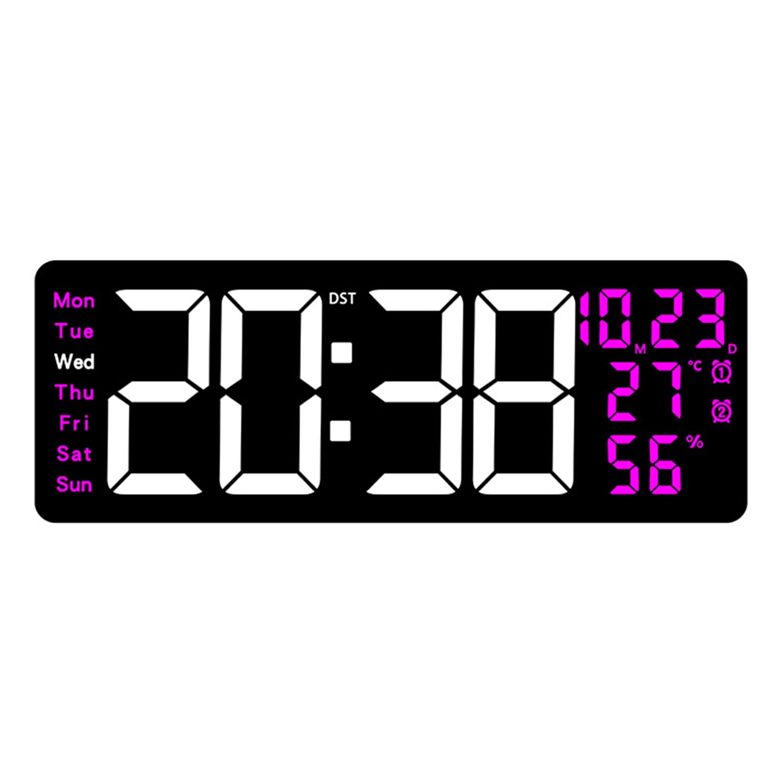 Large Screen LED Wall Clock with Remote Control Alarm Time Temperature ...