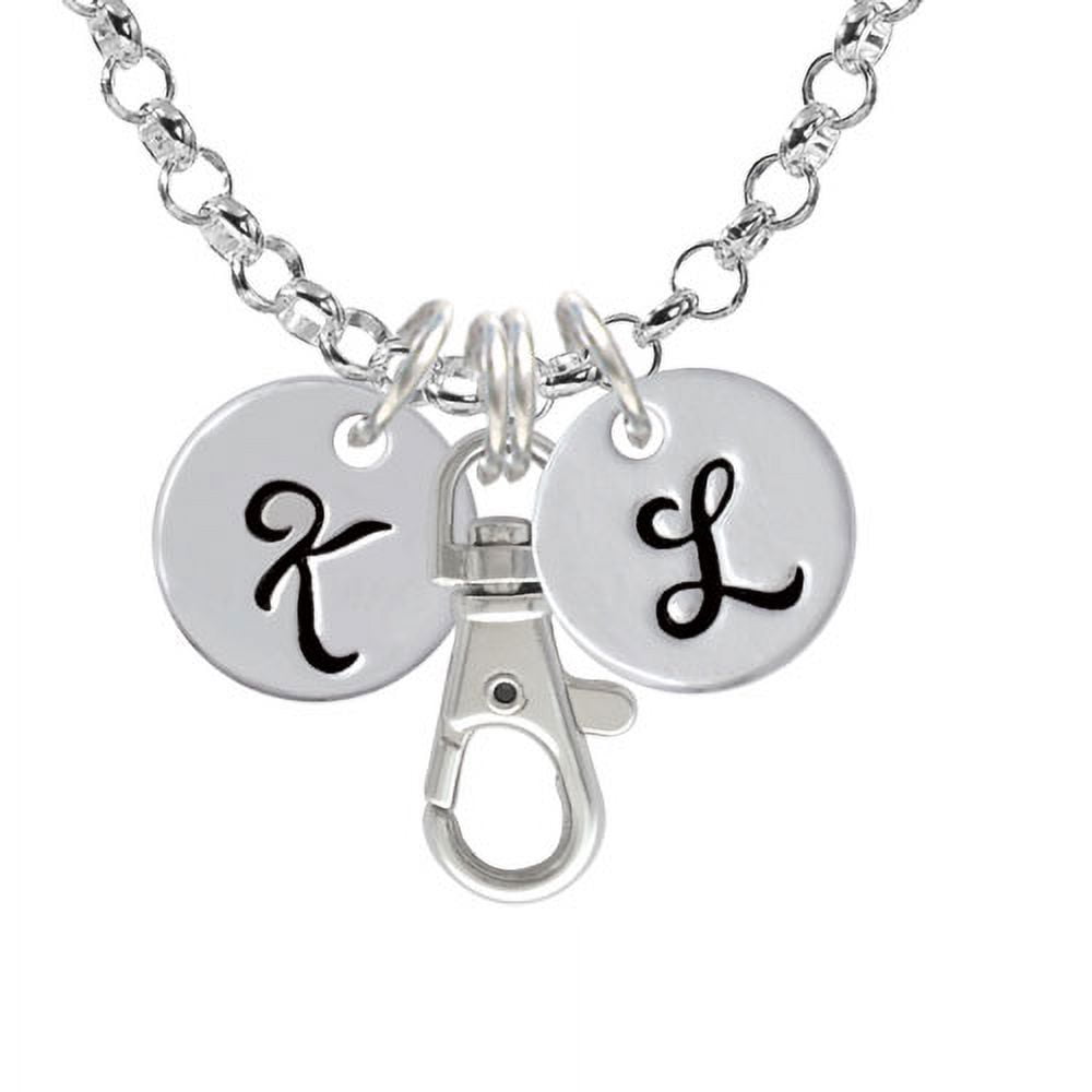 Large Script Letter - K - 3/4'' Disc - L - Initial Badge Clip Necklace ...