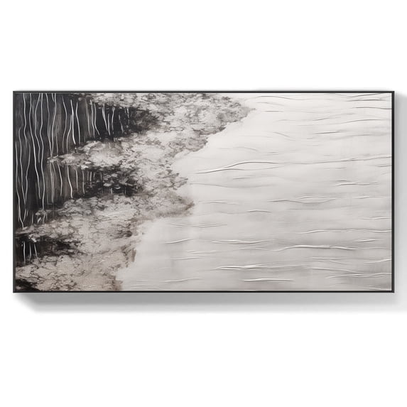 Large Sea Landscape Abstract Painting Black Gray Textured Minimalist ...