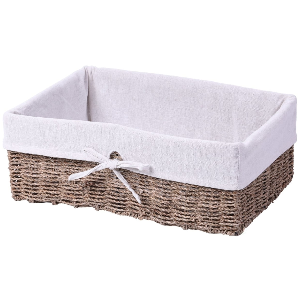 Large Seagrass Shelf Storage Basket with White Lining - Walmart.com