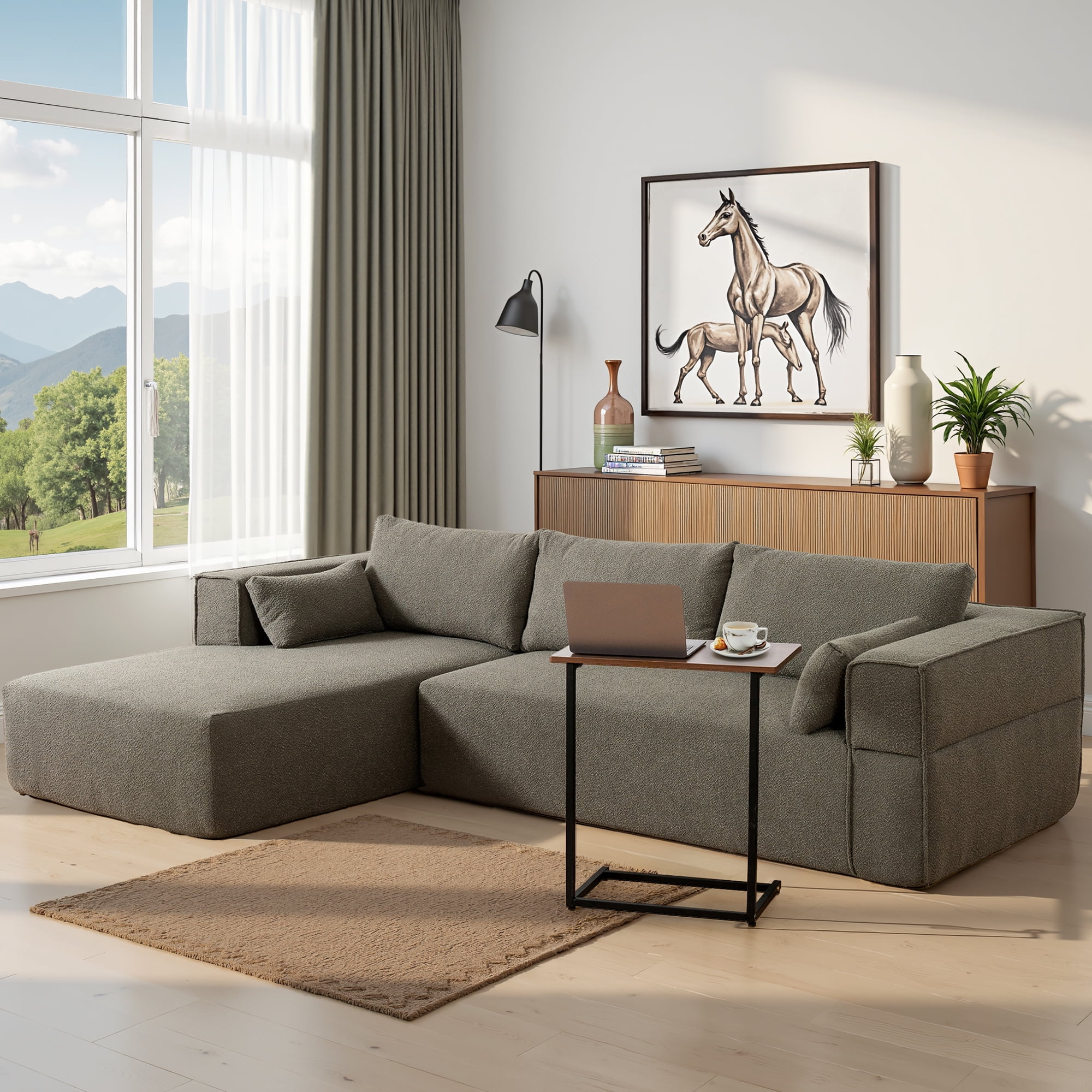 Large Sectional Couches for Living Room Boneless Couch Cloud Modular Sofa Green Compressed 4 ...