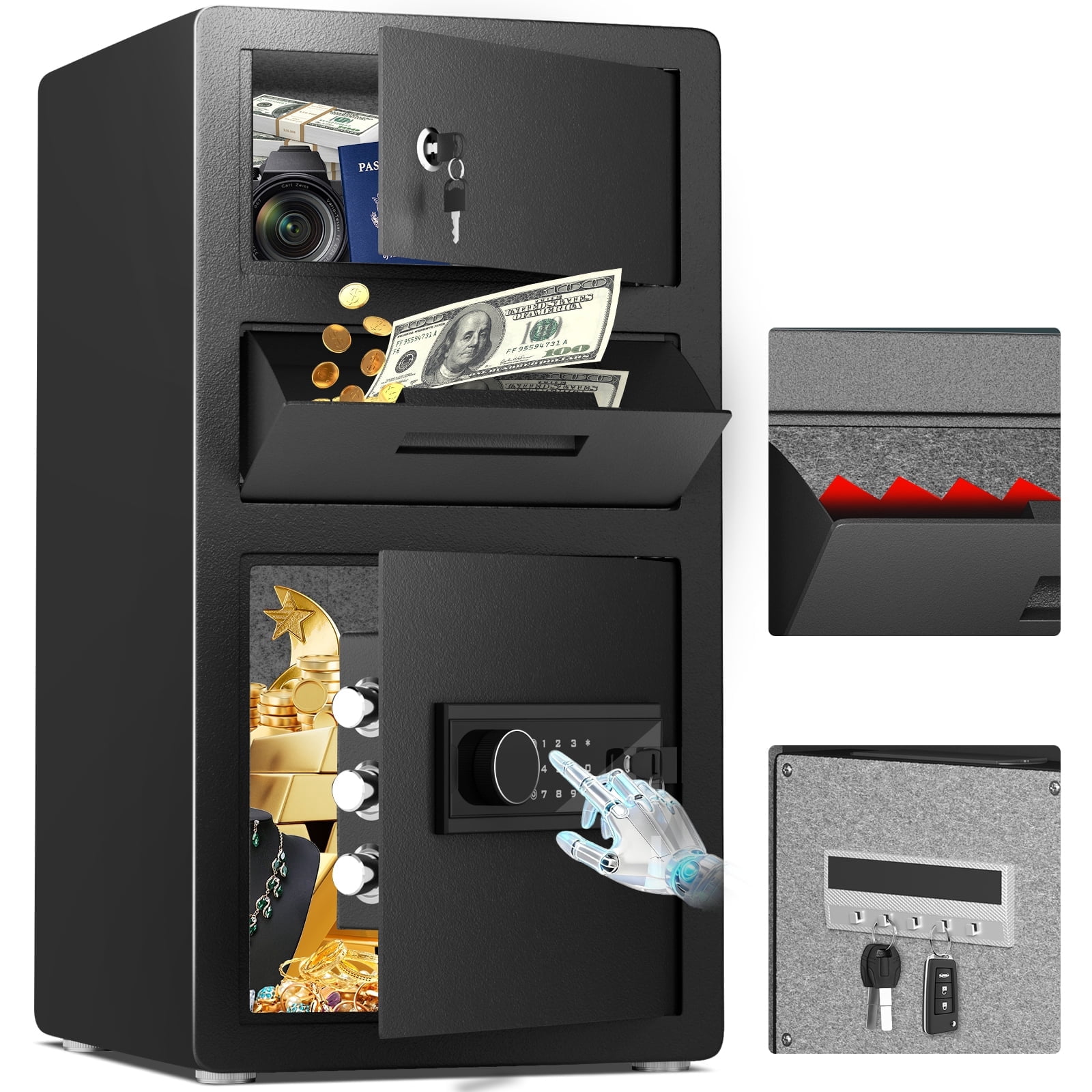 Large Security Safe Box for Home Office, 26.7" Double Door Digital Safe ...