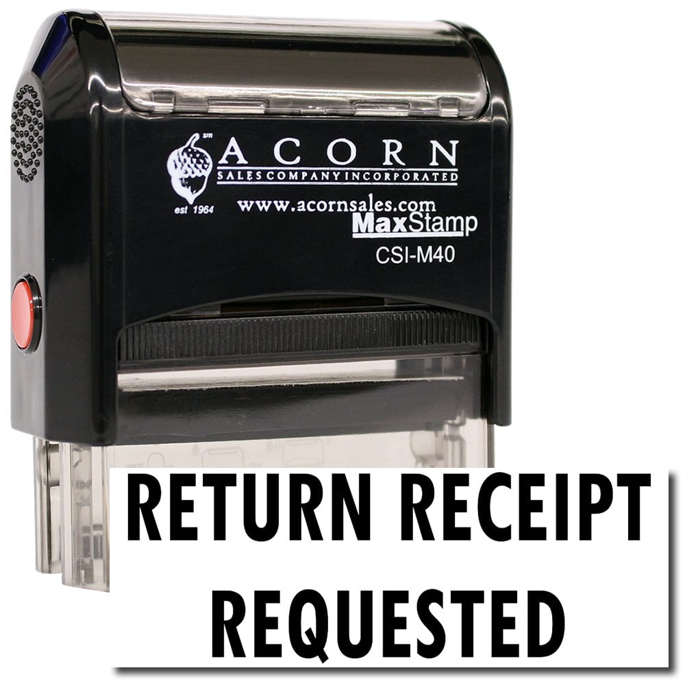 Large Self-Inking Return Receipt Requested Stamp with Brown Ink ...