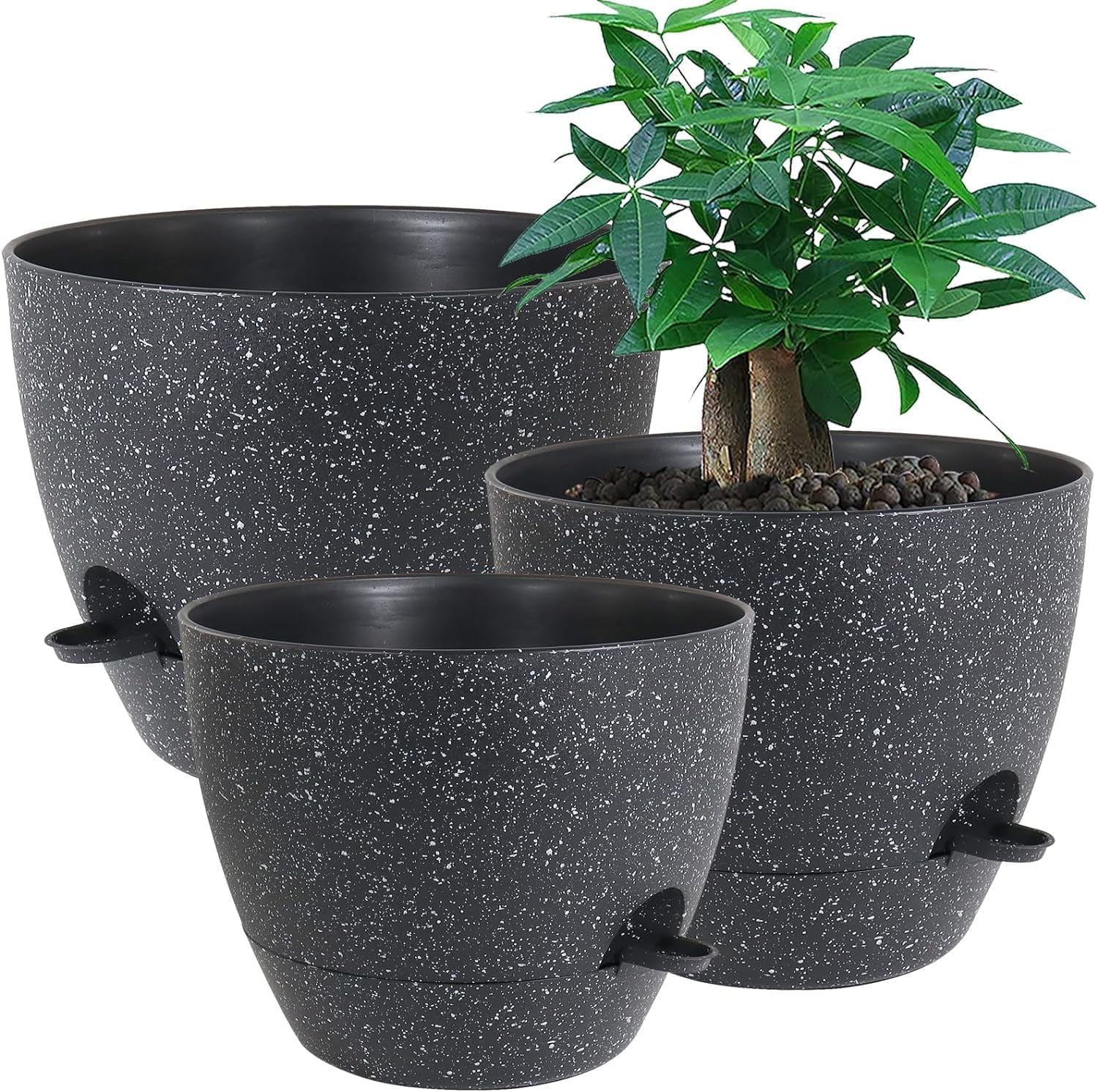 Large Self Watering Pots, 12/10/9 Plastic Planters with High Drainage ...