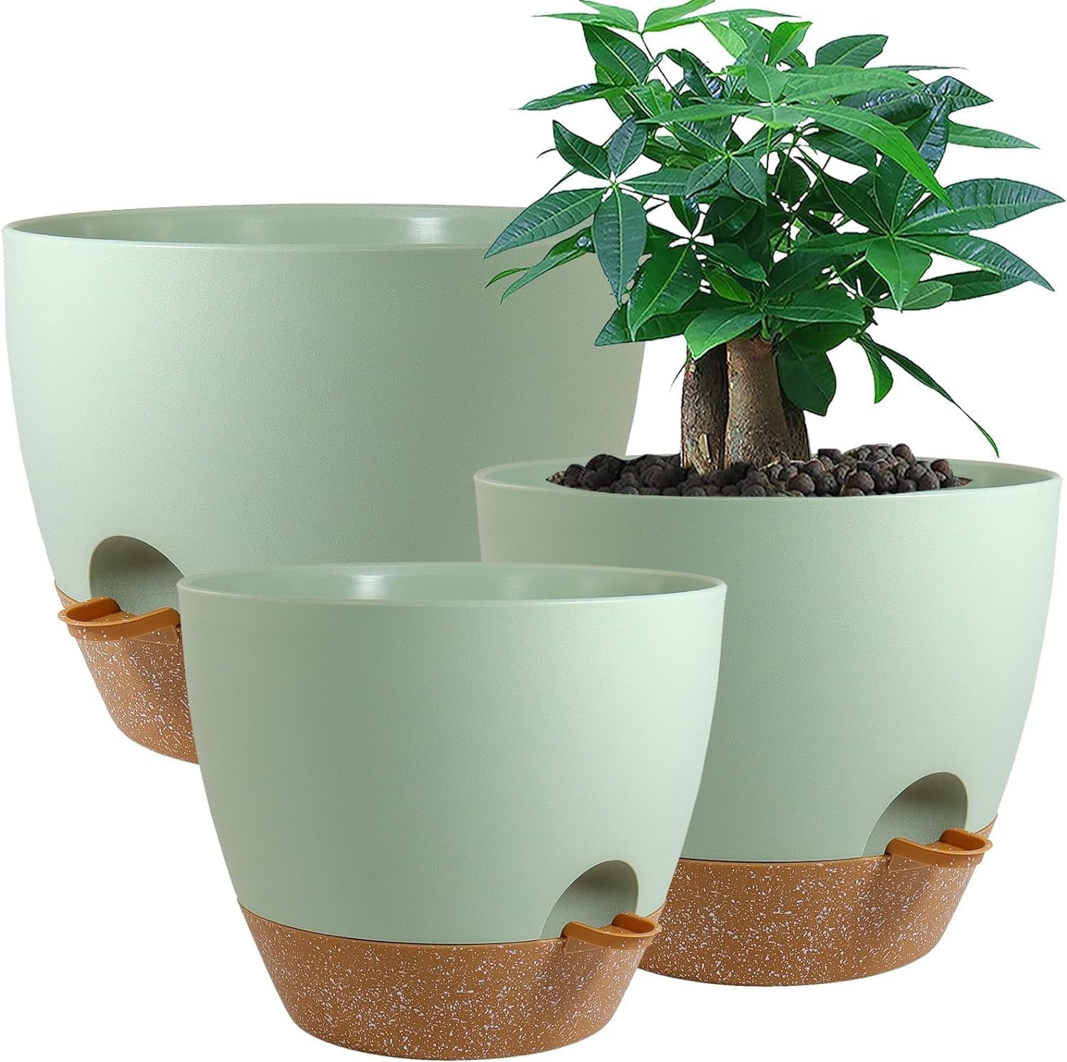 Large Self Watering Pots, 12/10/9 Plastic Planters with High Drainage ...