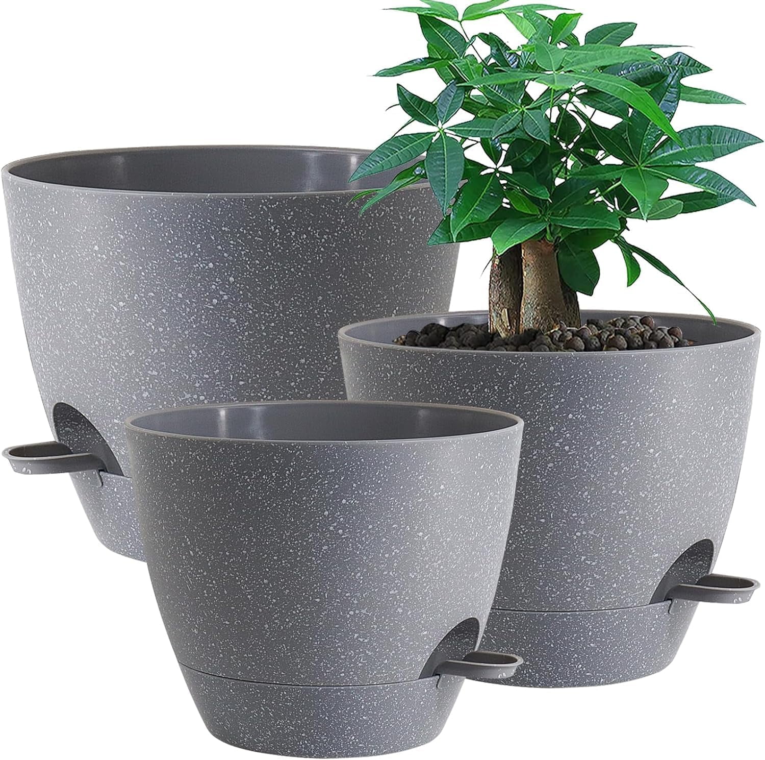 Large Self Watering Pots, 12/10/9 Plastic Planters with High Drainage ...