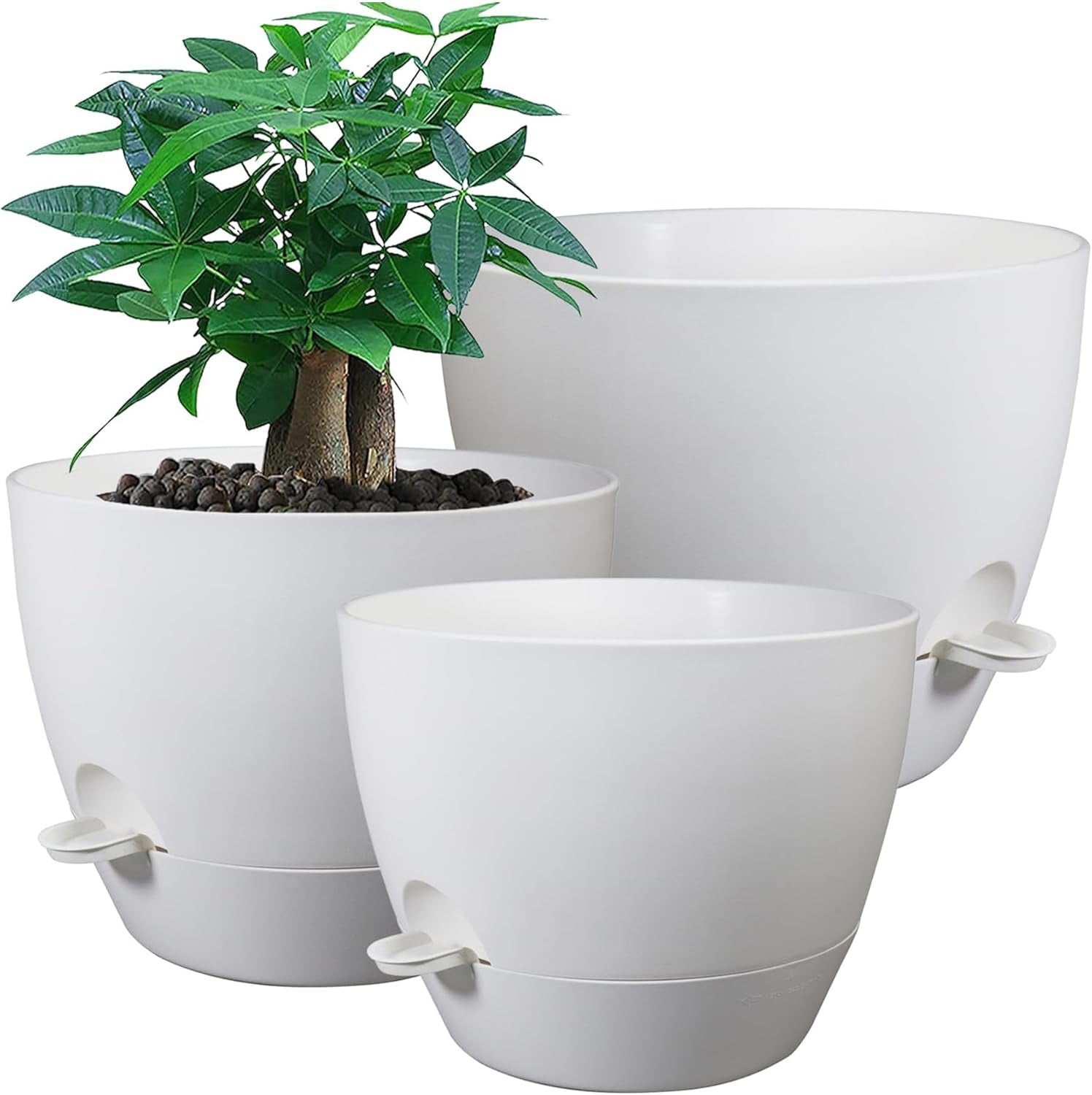 Large Self Watering Pots, 12/10/9 Plastic Planters with High Drainage ...
