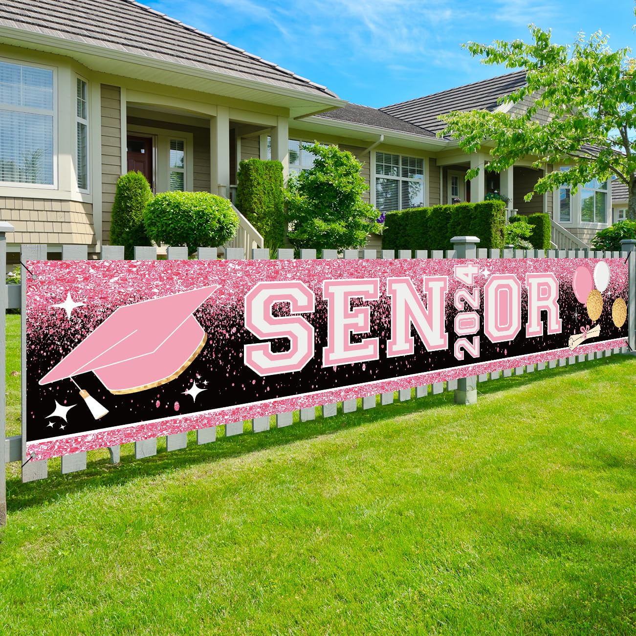 Large Senior 2024 Graduation ZS23 Decorations Banner Pink Class of 2024 ...