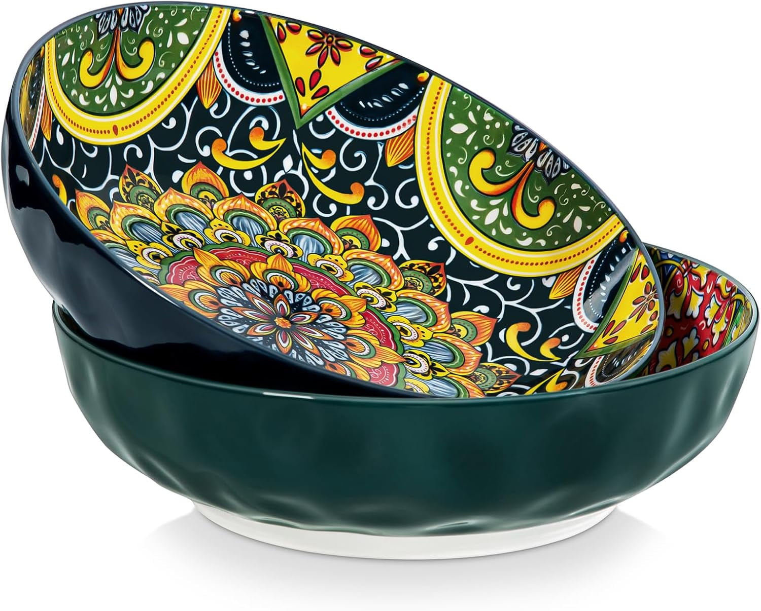 Large Serving Bowls, 78 Oz Extra Large Salad Bowls Set of 2, Bohemian ...