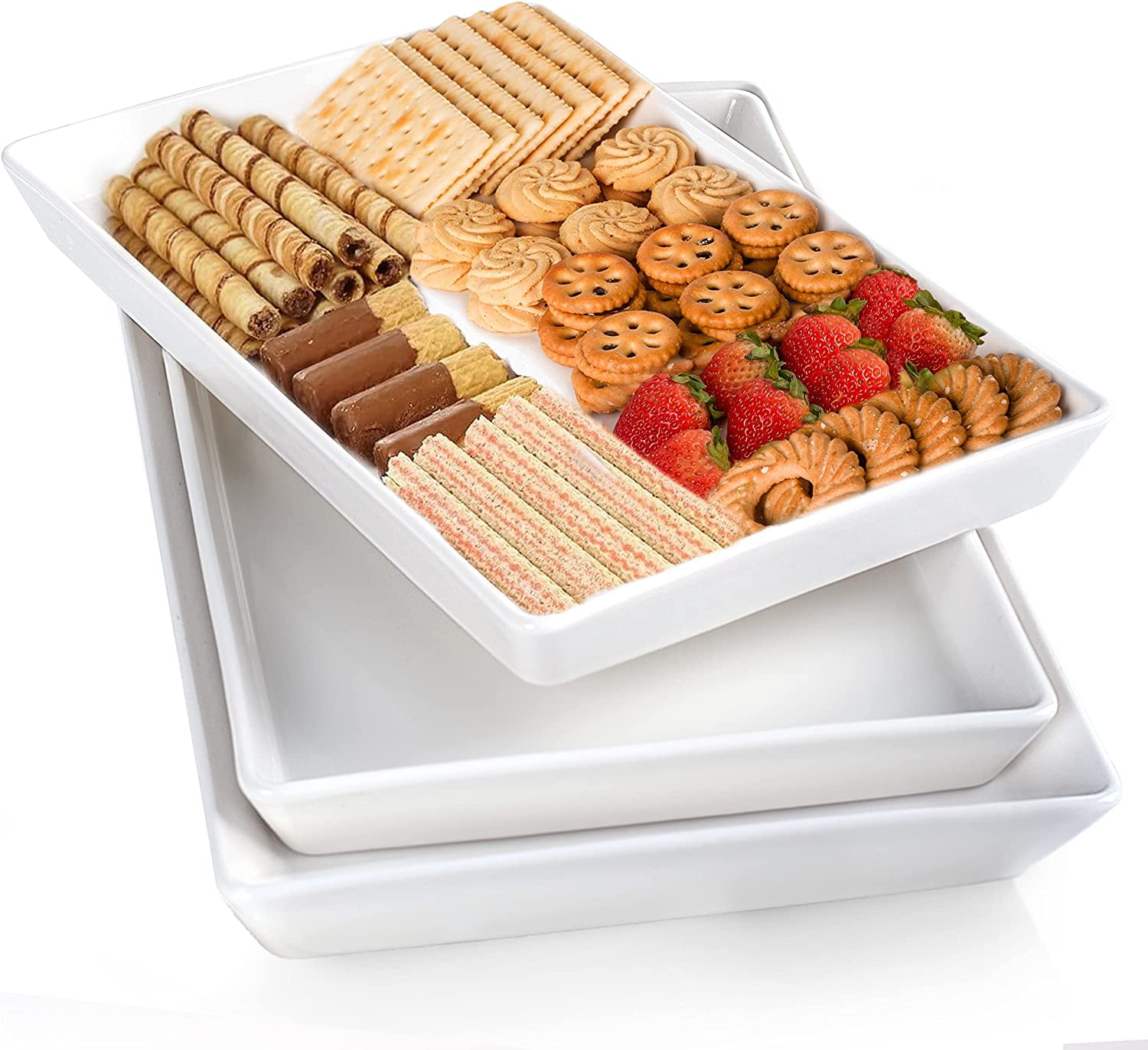 Large Serving Platter, 16/14/12 Inch Rectangular Serving Trays for Serving Food, Serving Tray ...