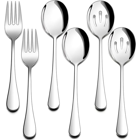 Large Serving Utensils Set, 6-Piece Stainless Steel Serving Spoons ...