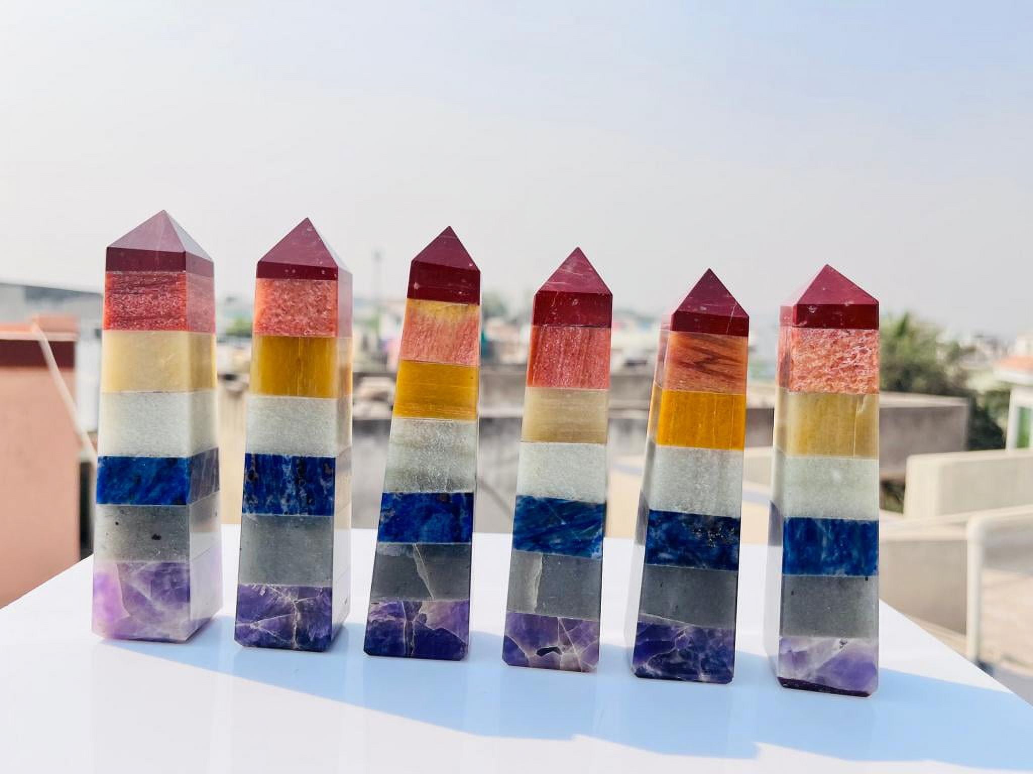 Large Seven Chakra Tower, 7 Chakra Crystal Point, 7 Chakra Crystal Wand ...
