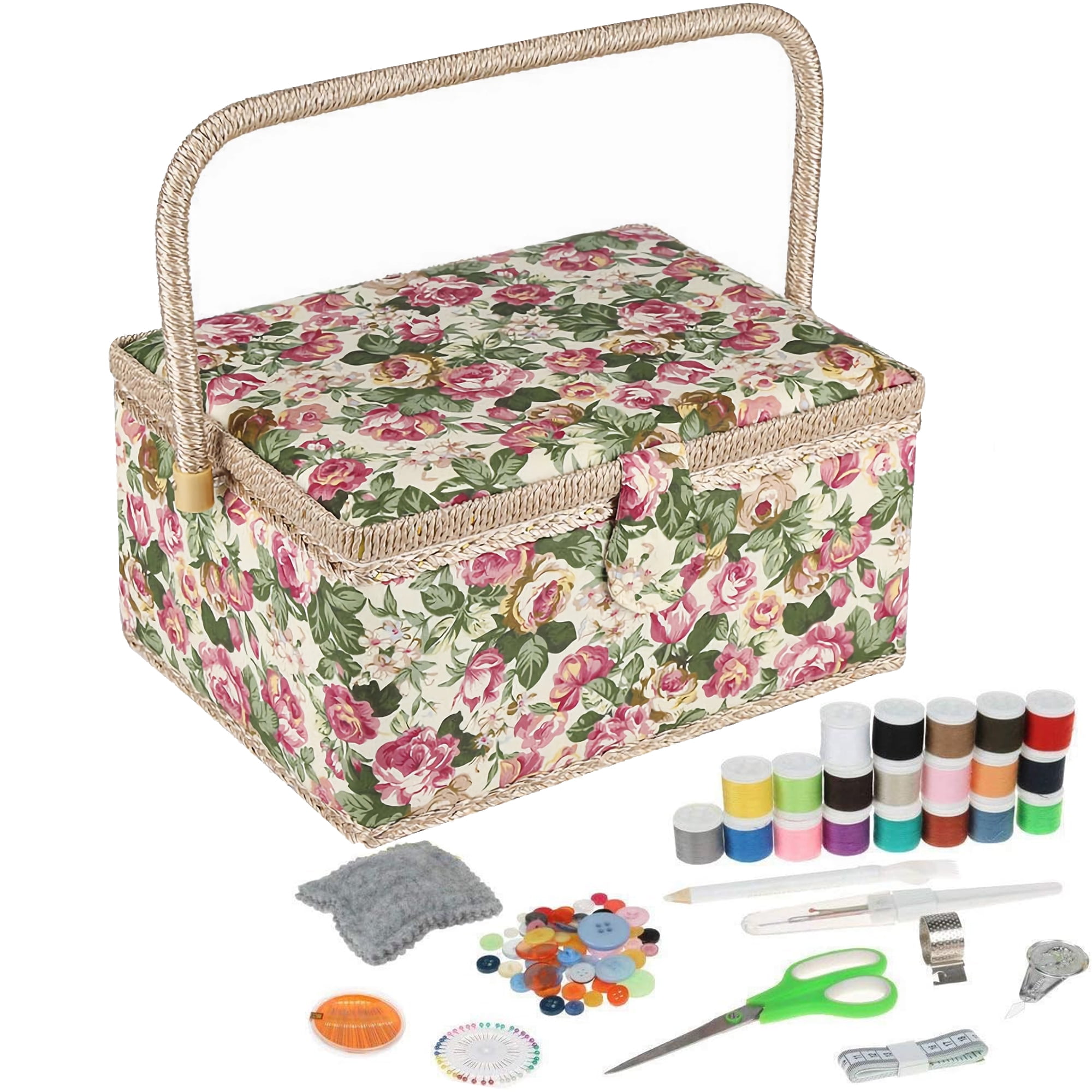Large Sewing Box with Supply Kit, Organizer Tray - Gift for Beginners ...