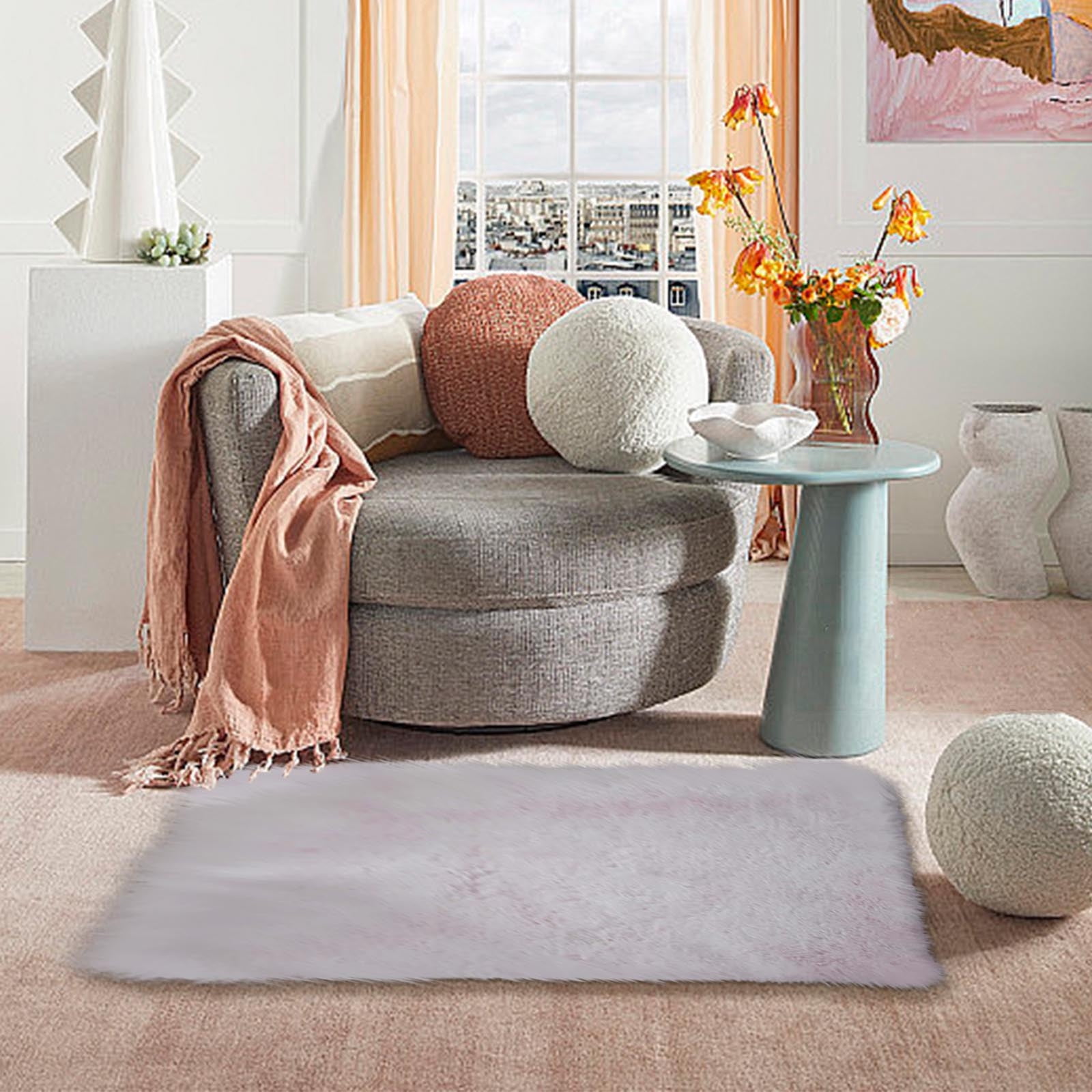 Large Shag Area Rugs 63″x23.6″, Tie-Dyed Plush Fuzzy Rugs for Living ...