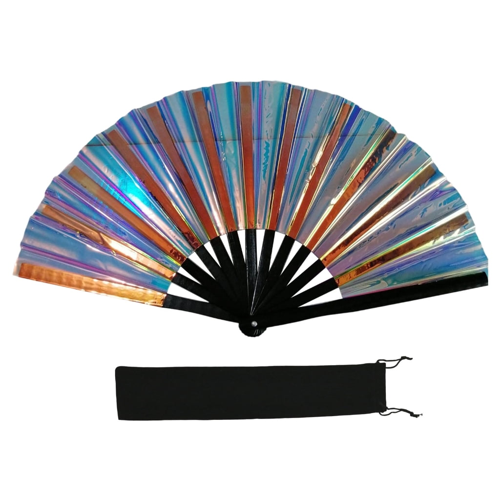 Large Shimmering Colorful Folding Hand Fan for Line Dance Martial Art ...