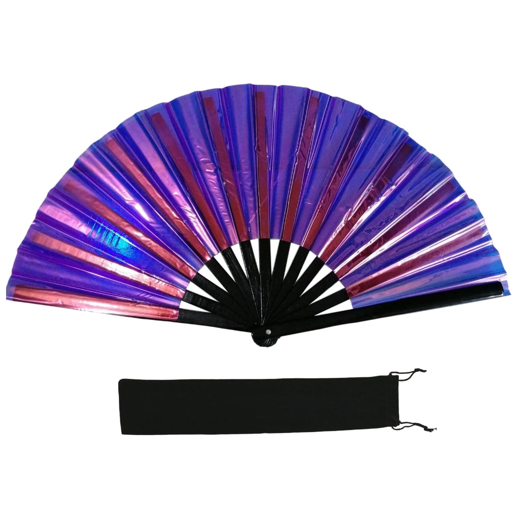 Large Shimmering Colorful Folding Hand Fan for Line Dance Martial Art ...