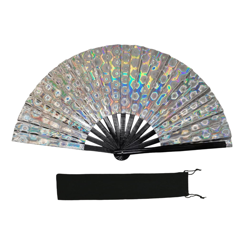 Large Shimmering Colorful Folding Hand Fan for Line Dance Martial Art ...