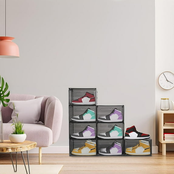 Large Shoe Boxes Clear Plastic Stackable, 8 Pack Drop Side Shoe Storage ...