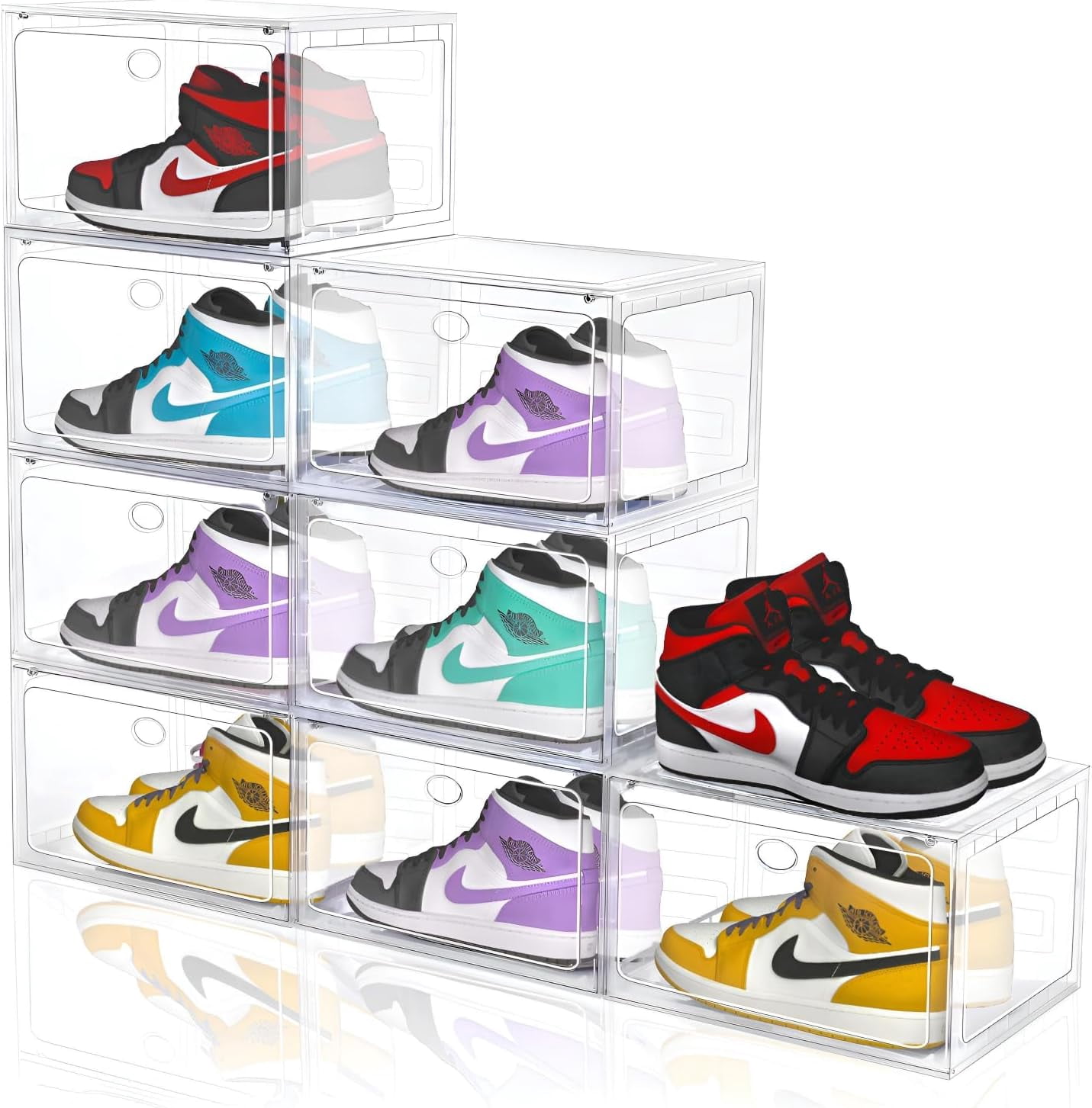 Large Shoe Boxes Clear Plastic Stackable, 8 Pack Drop Side Shoe Storage ...