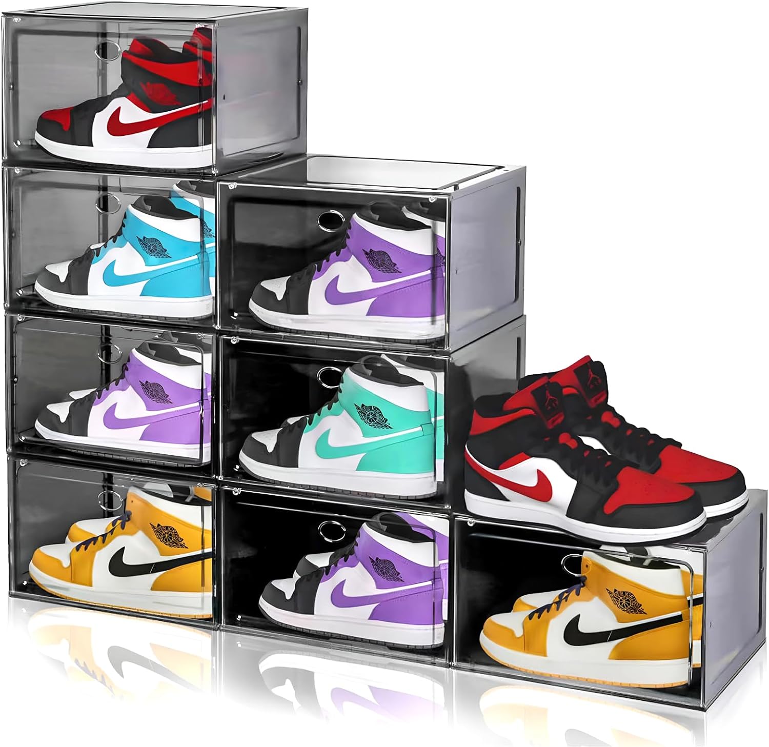 Large Shoe Boxes Clear Plastic Stackable, 8 Pack Drop Side Shoe Storage ...