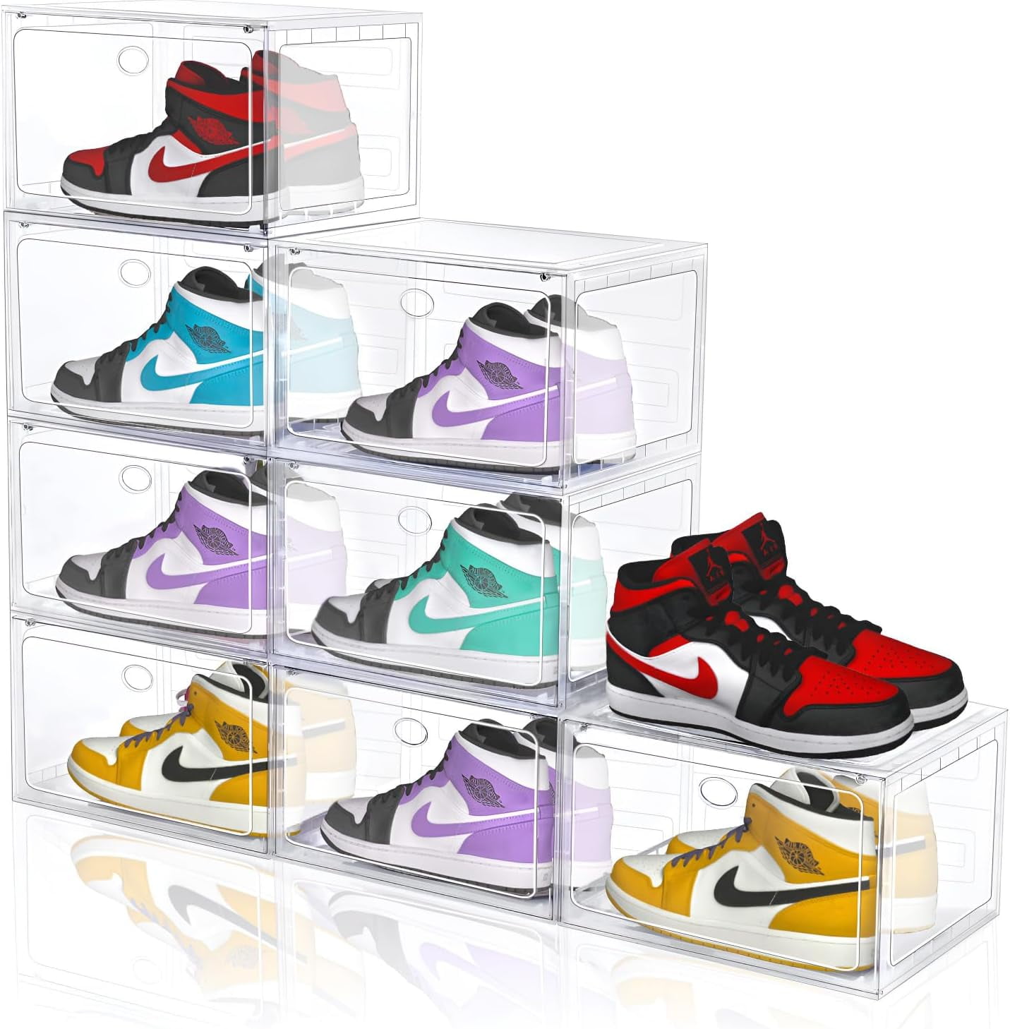 Large Shoe Boxes Clear Plastic Stackable, 8 Pack Drop Side Shoe Storage ...