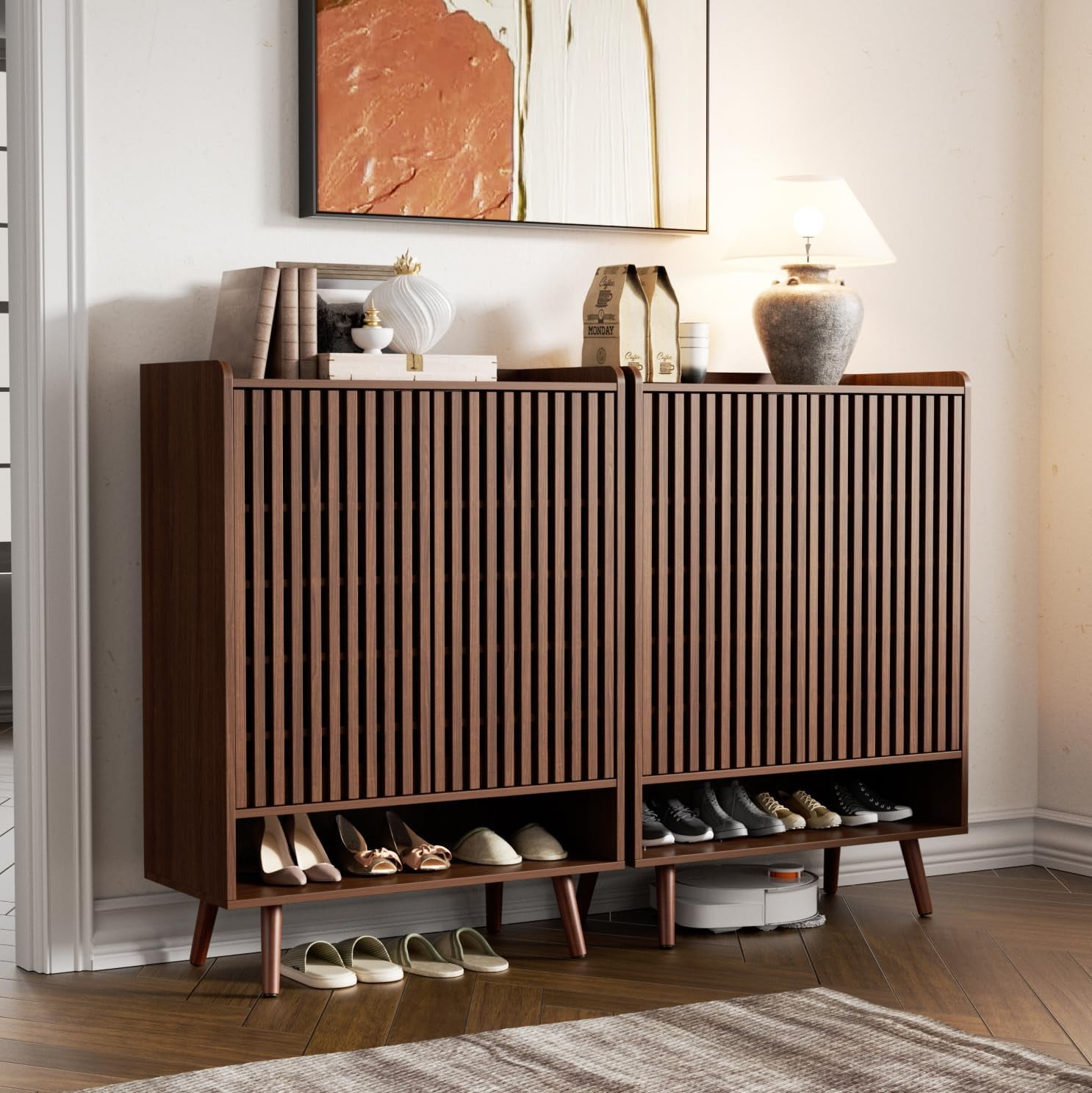 Large Shoe Cabinet with Doors for Up to 24 Pairs, 6-Tier Entryway Shoe ...