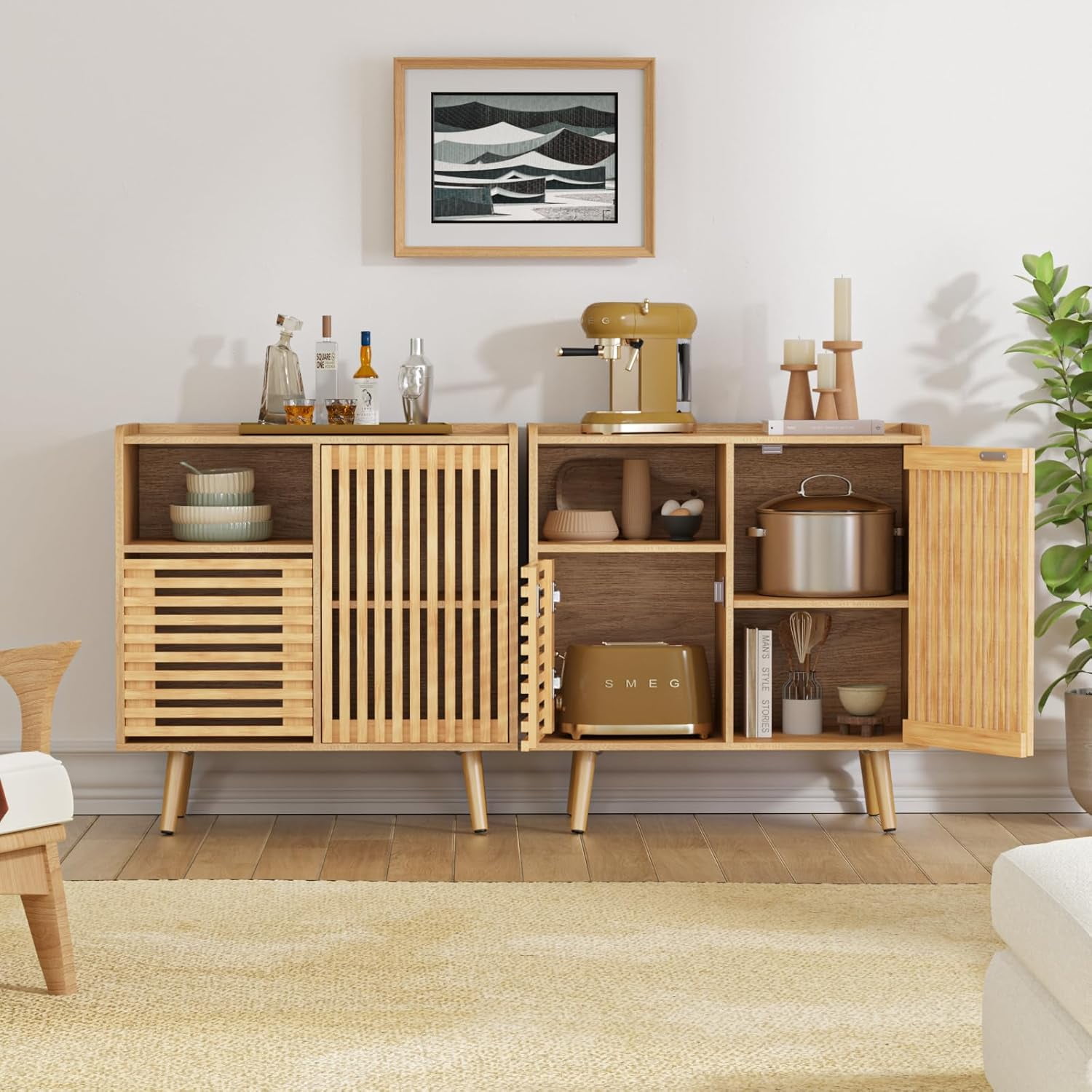 Large Shoe Cabinet with Grille Doors 6 Tier Wooden Shoe Storage Cabinet ...