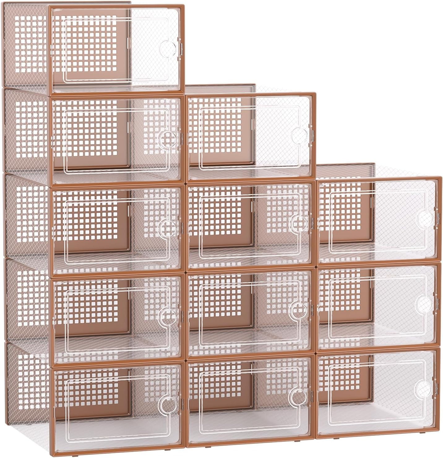 Large Shoe Organizers Storage Boxes for Closet, 12 Pack Clear Plastic ...