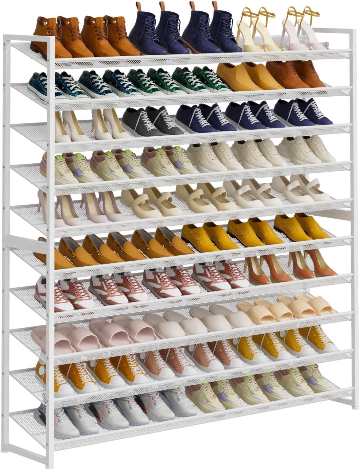Large Shoe Rack 10 Tier Shoe Organizer, 5-Tier Stackable Shoe Storage ...