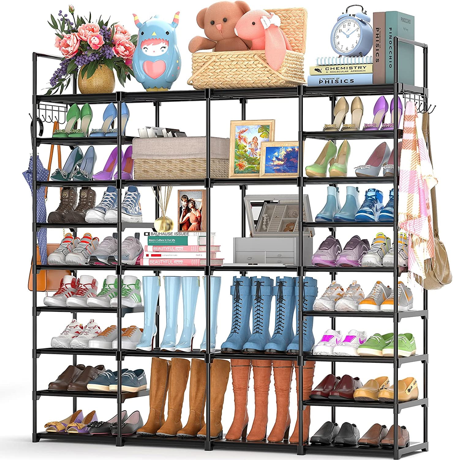 Large Shoe Rack Organizer Storage, 4 Row 9 Tier for Bedroom Closet ...